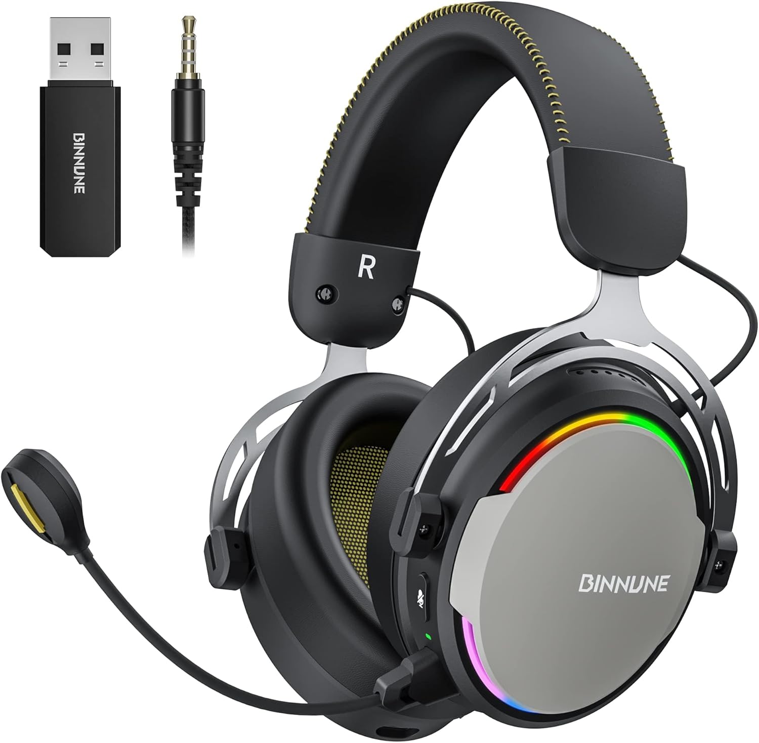 Amazon.com: BINNUNE Wireless Gaming Headset with Mic, Dual Mode 2.4g ...
