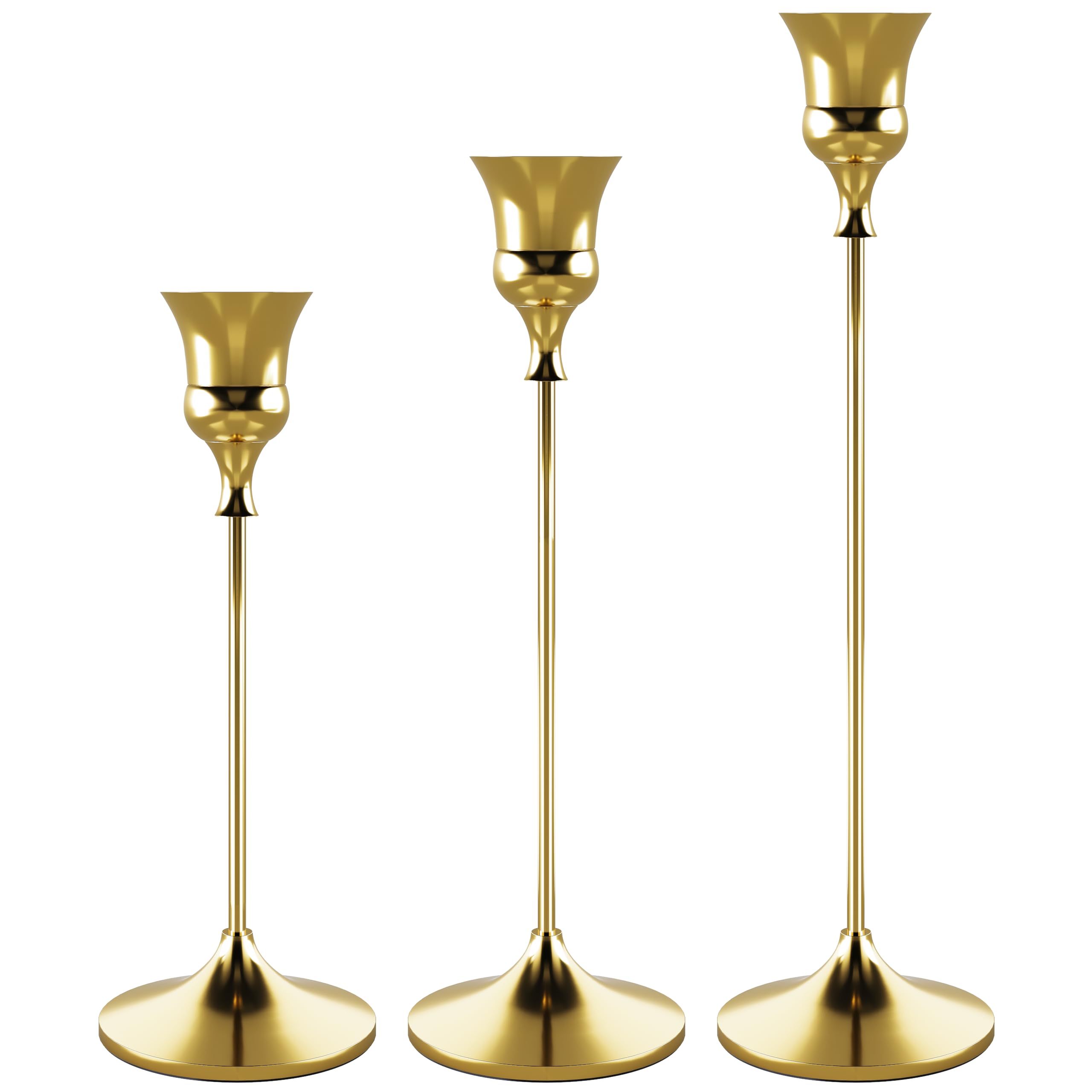 Amazon.com: Showin Candlestick Holders Gold, 3 Packs Taper Candle ...
