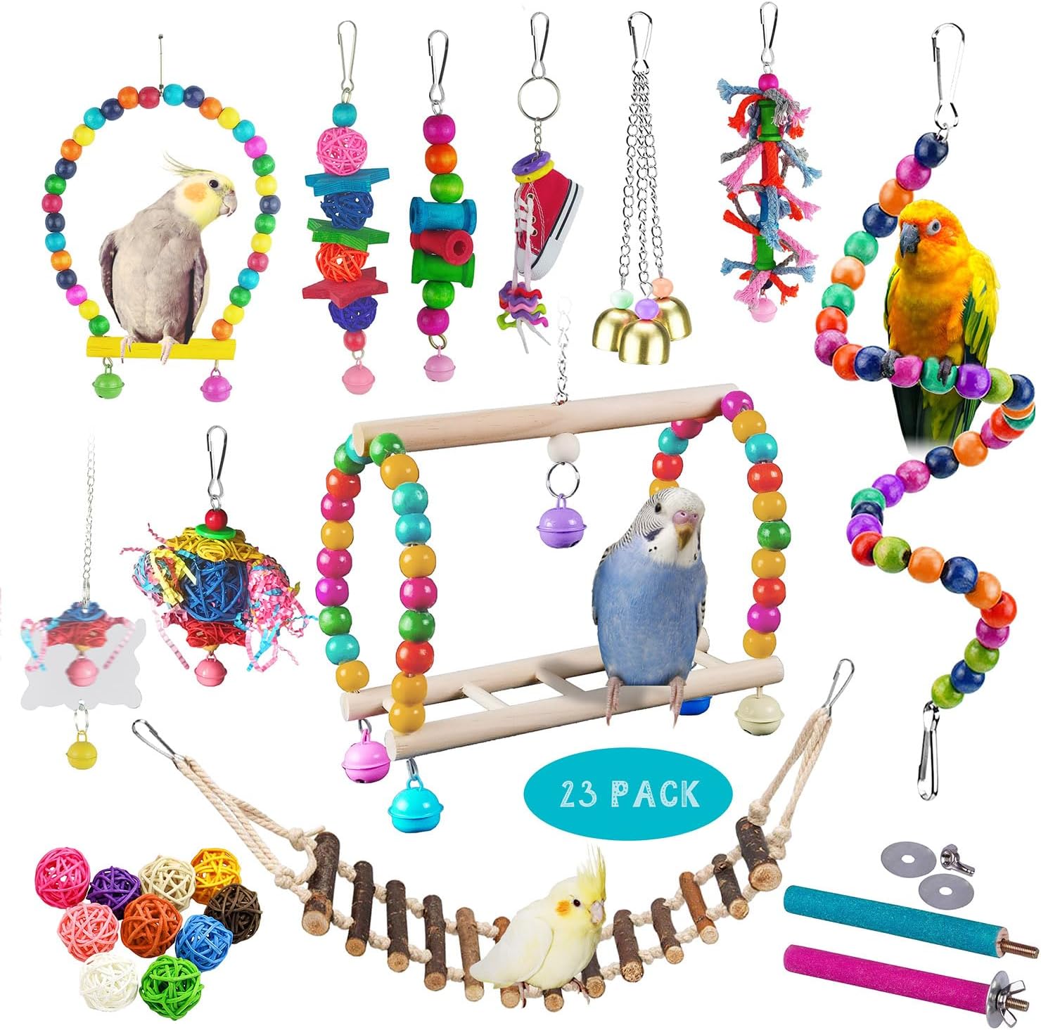 Amazon.com : Bird Parakeet Cockatiel Toys, ESRISE Parrots Cage Hammock ...