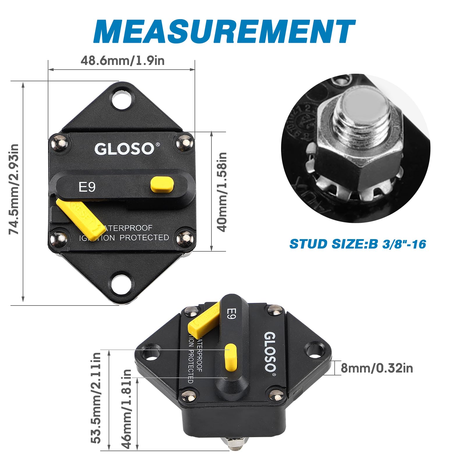 Snapklik.com : GLOSO E96 Panel Mount Waterproof IP67 Marine Auto Truck ...