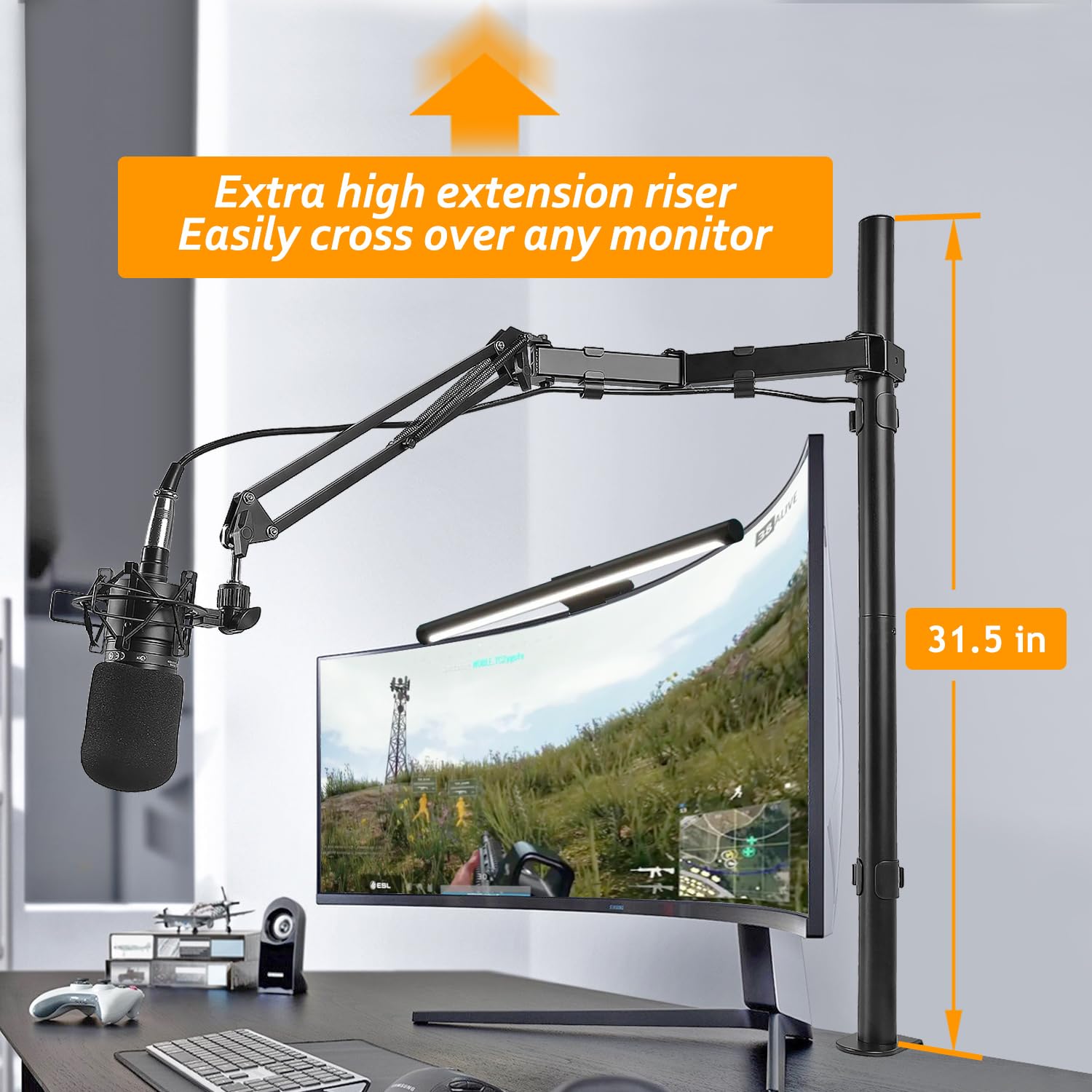 Snapklik.com : Frgyee Mic Boom Arm, Height Adjustable Overhead ...