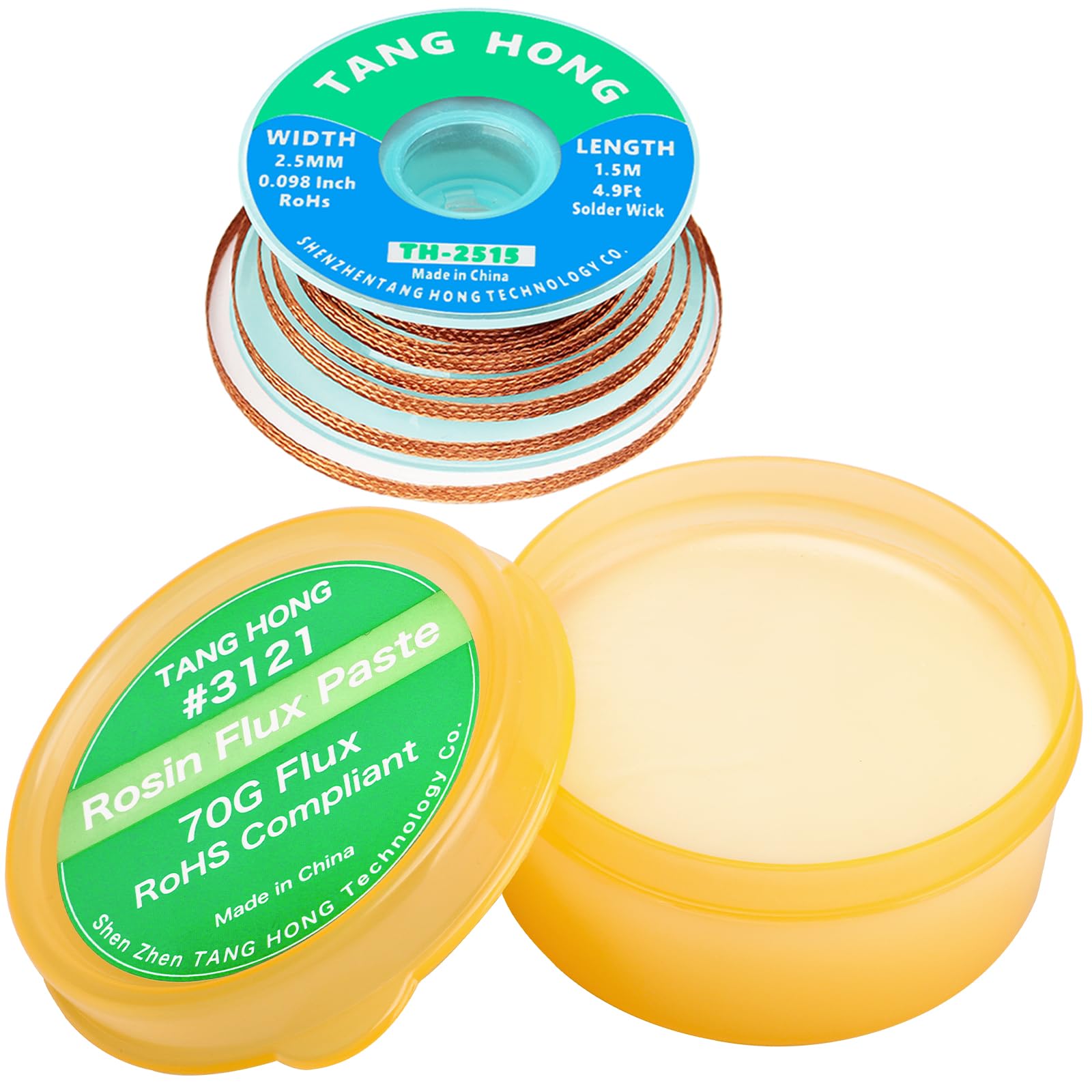 Snapklik.com : TANG HONG Rosin Flux Paste And Solder Wick Kit,2.47OZ ...