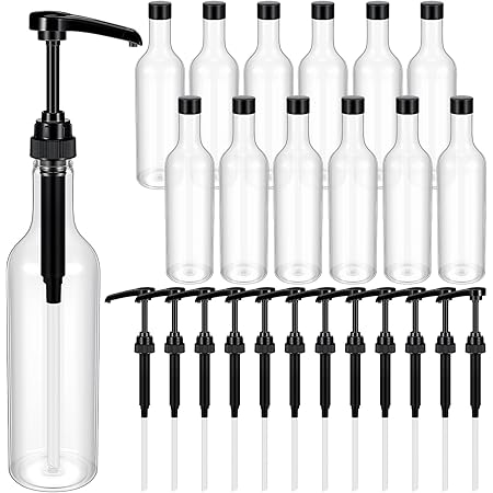 Amazon.com: Maxdot 12 Pack 25 oz Syrup Bottles with Pump Plastic Syrup ...