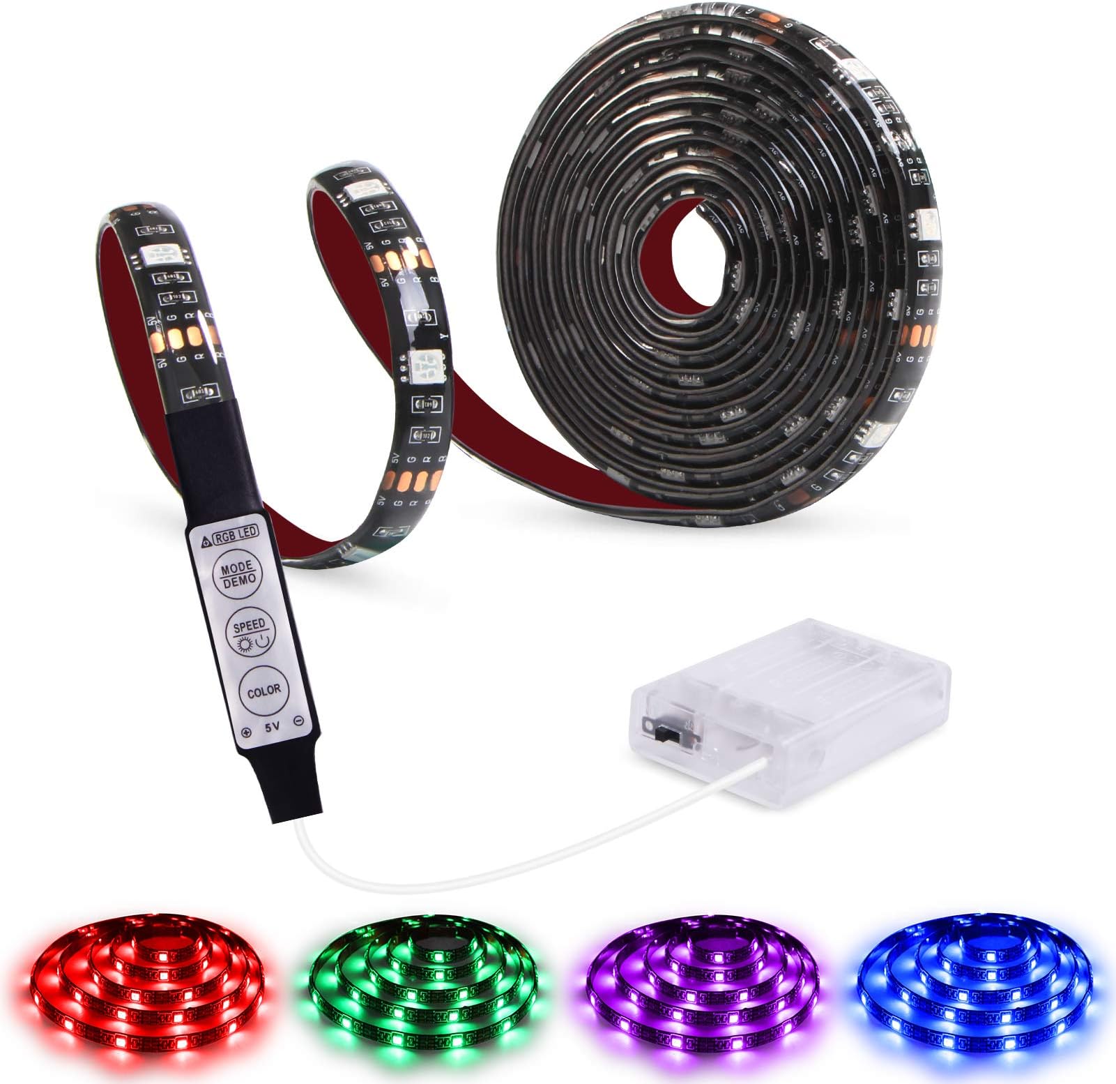 Amazon.com: abtong Led Strip Lights Battery Powered RGB Led Lights ...