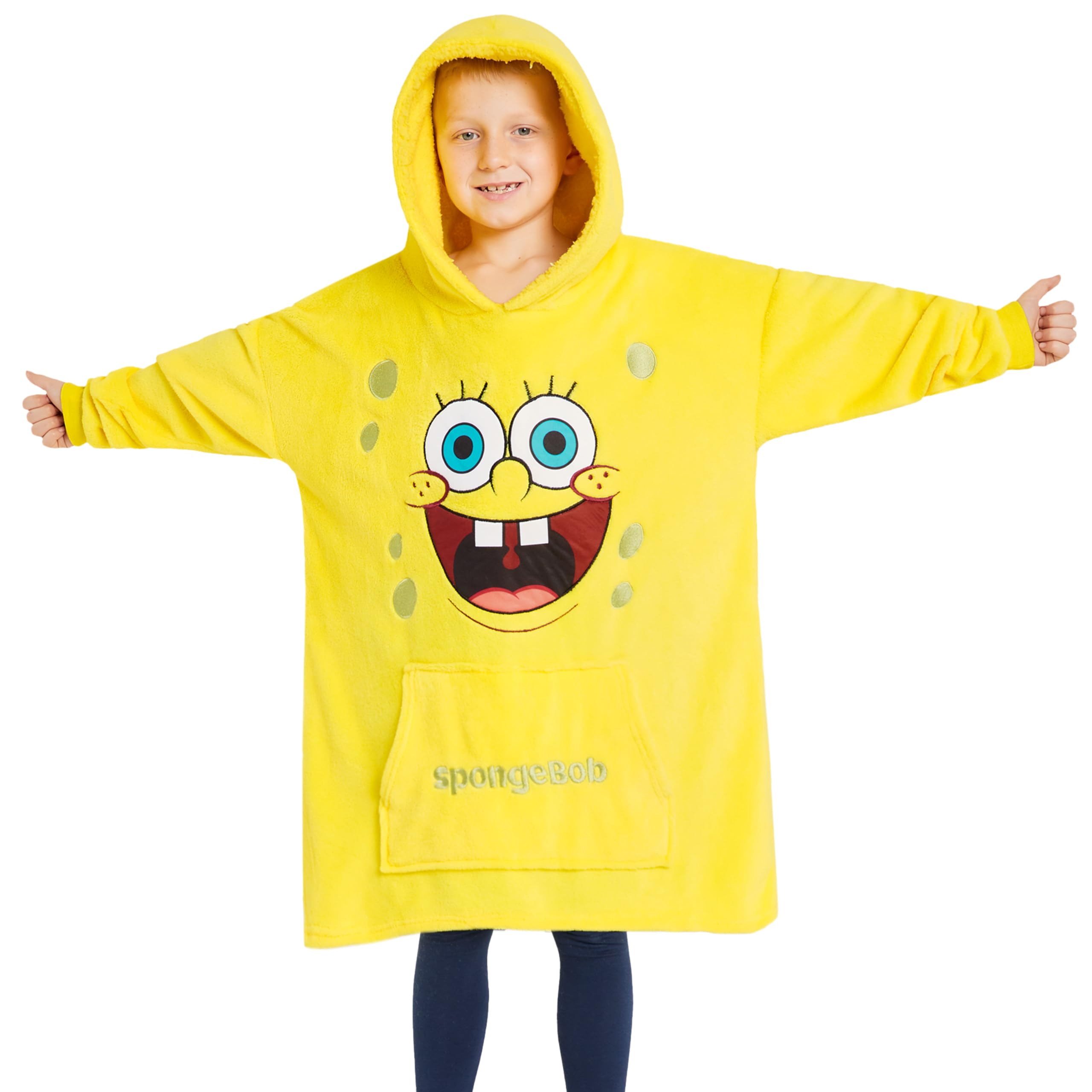 SPONGEBOB SQUAREPANTS Hoodie Blanket Kids Teenagers - Fleece Poncho One ...