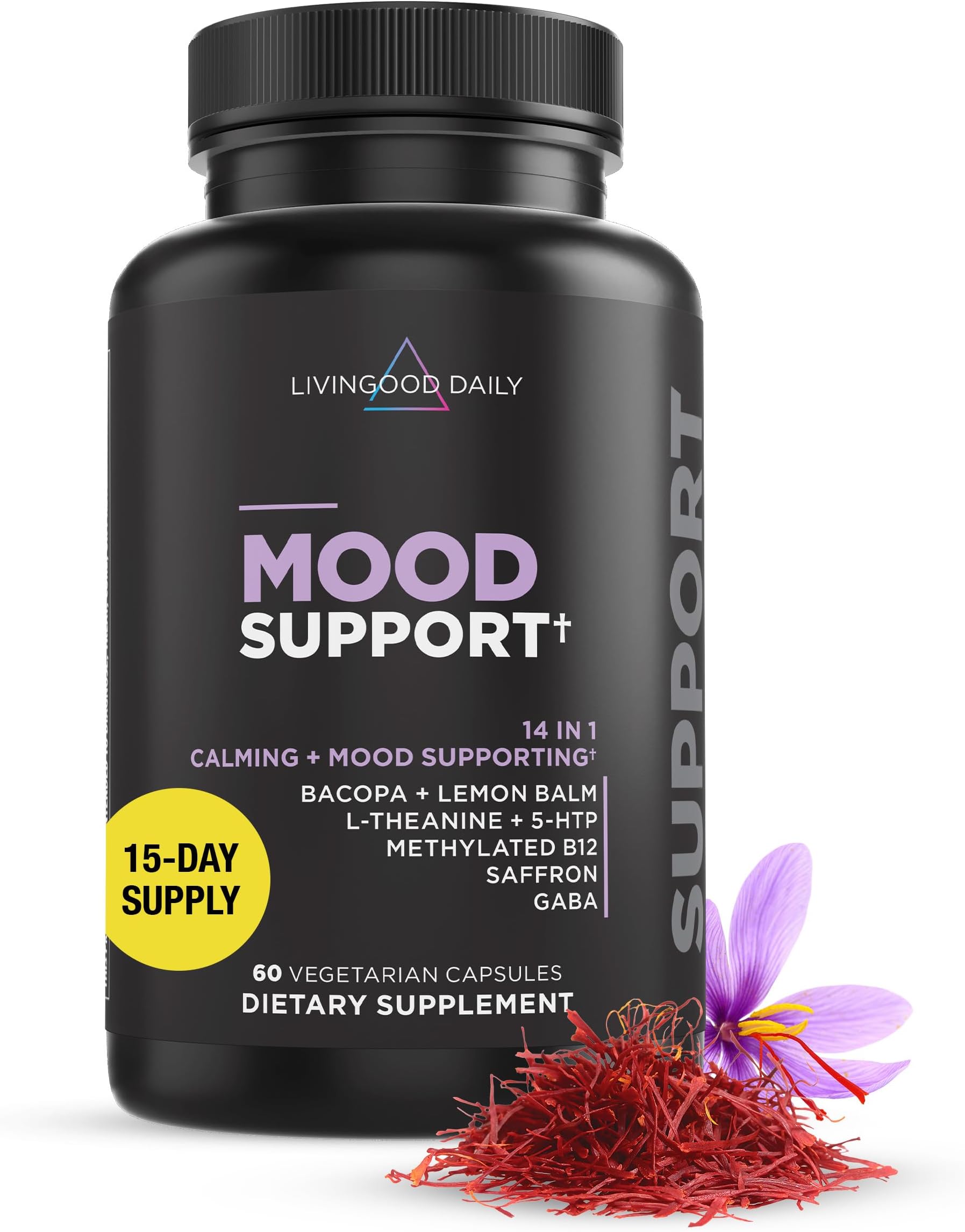 Amazon.com: Livingood Daily Mood Support Supplement, 60 Vegetarian ...