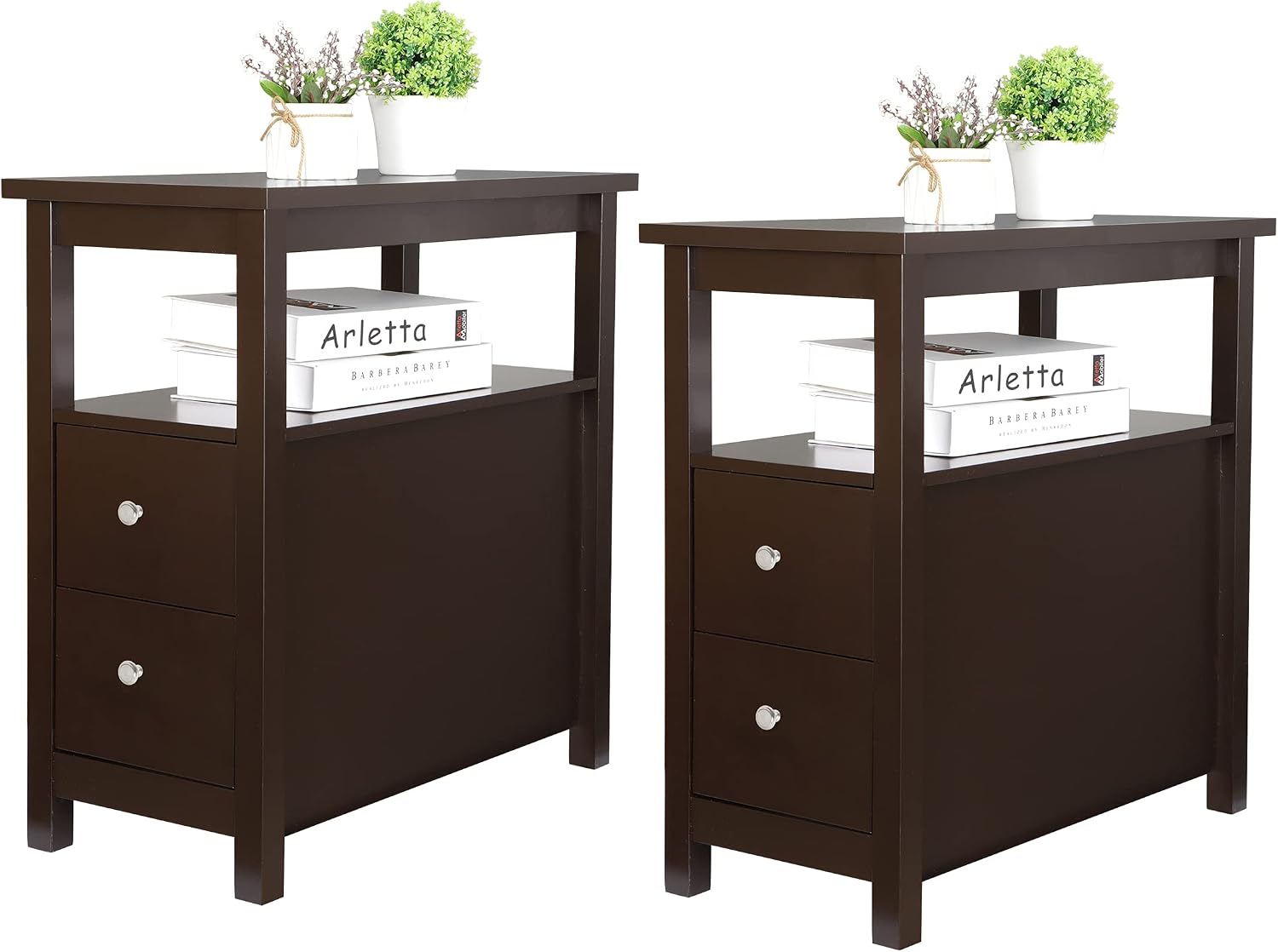 Amazon.com: HomGarden Side End Table Set of 2 Multifunctional Narrow ...