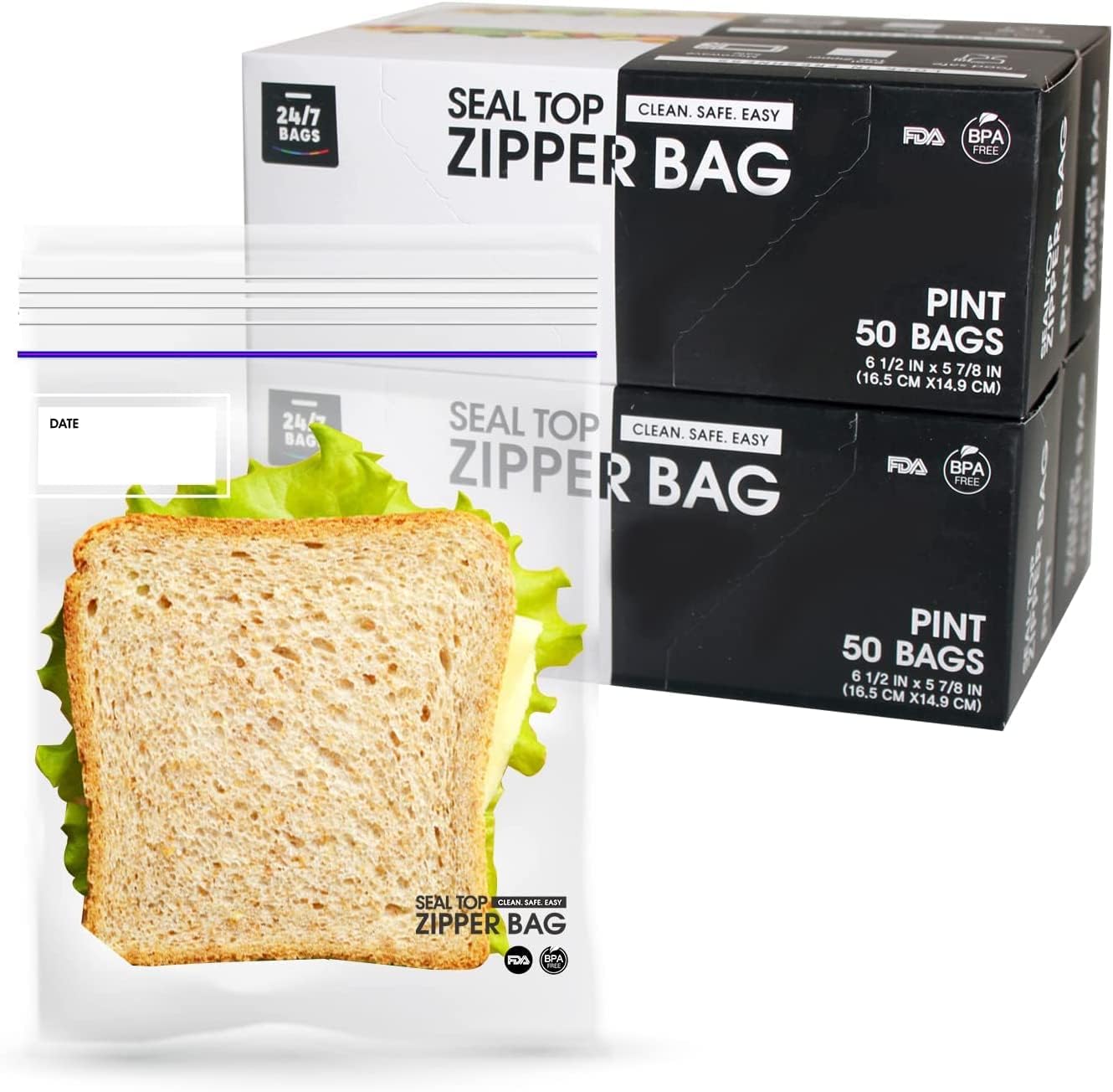 Amazon.com: Great Value Zipper Square Snack Bags Value Pack of 2 : Home ...