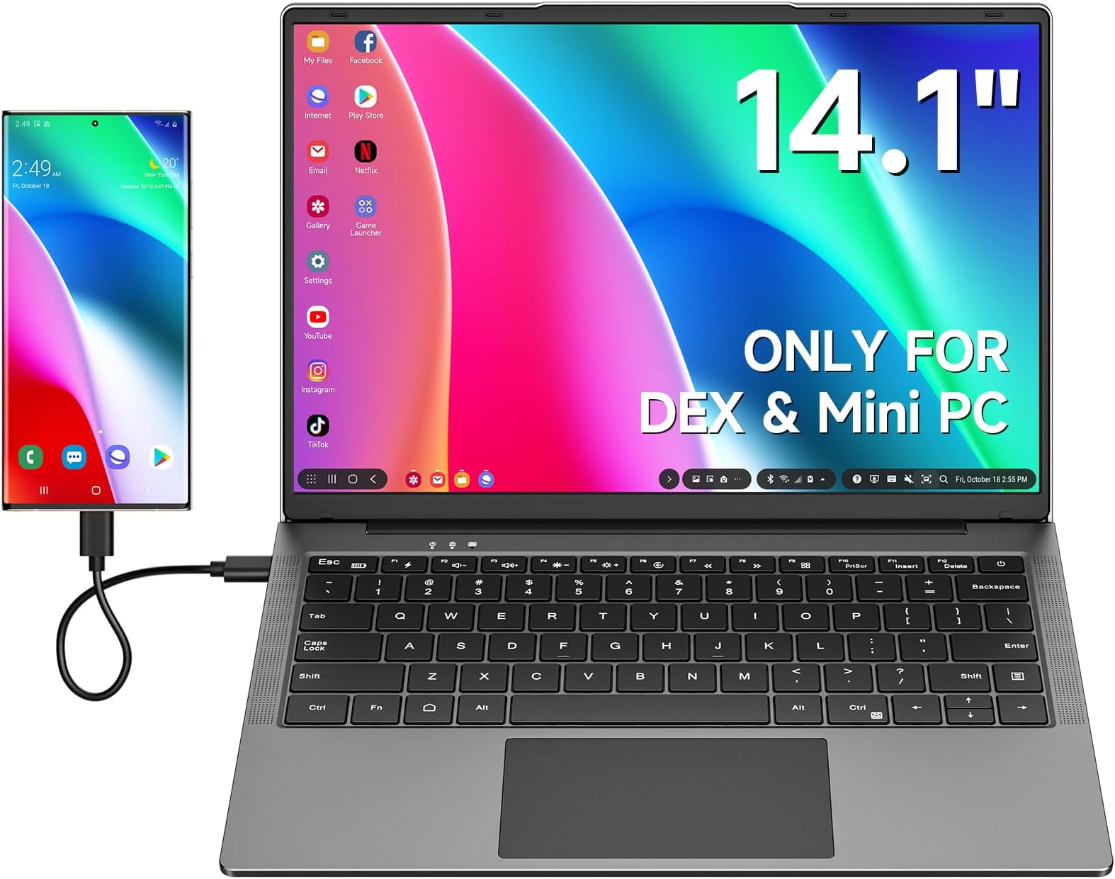 Amazon.com: Portable Monitor with Keyboard, 14.1Inch Lapdock Monitor ...