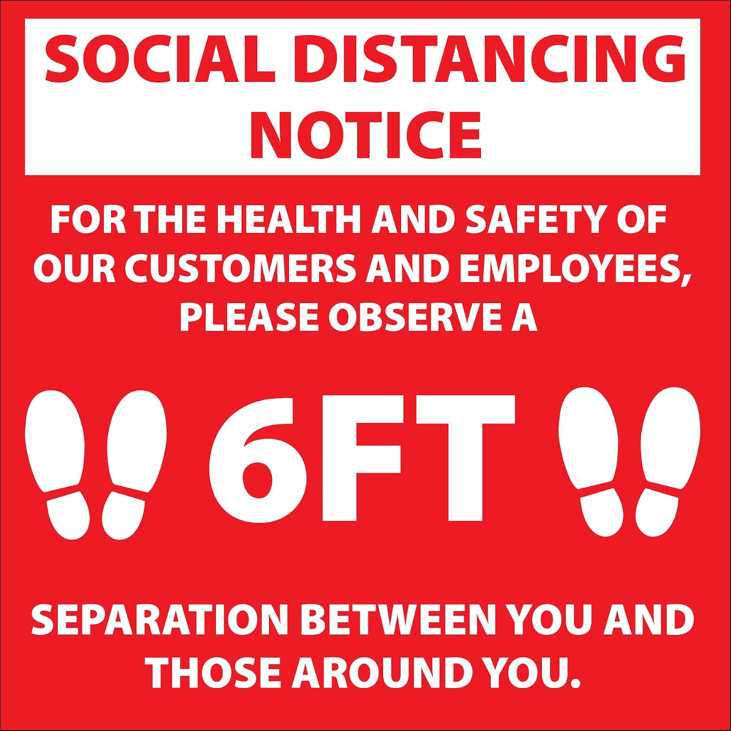 Amazon.com: Social Distancing 12" x 12" Indoor Vinyl Ground Sticker - 6 ...