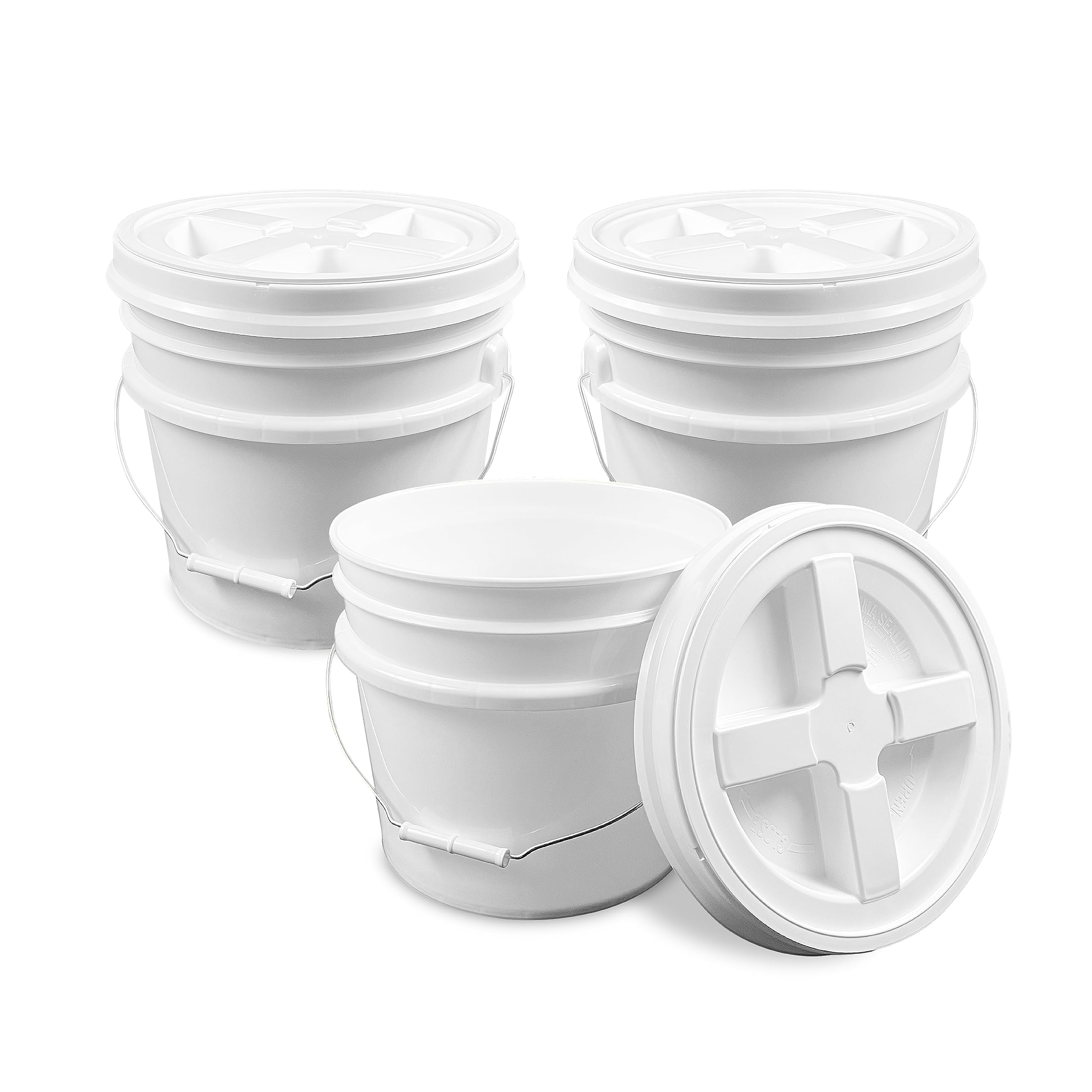 Amazon.com - ePackageSupply 3.5 Gallon White Bucket with White Gamma ...