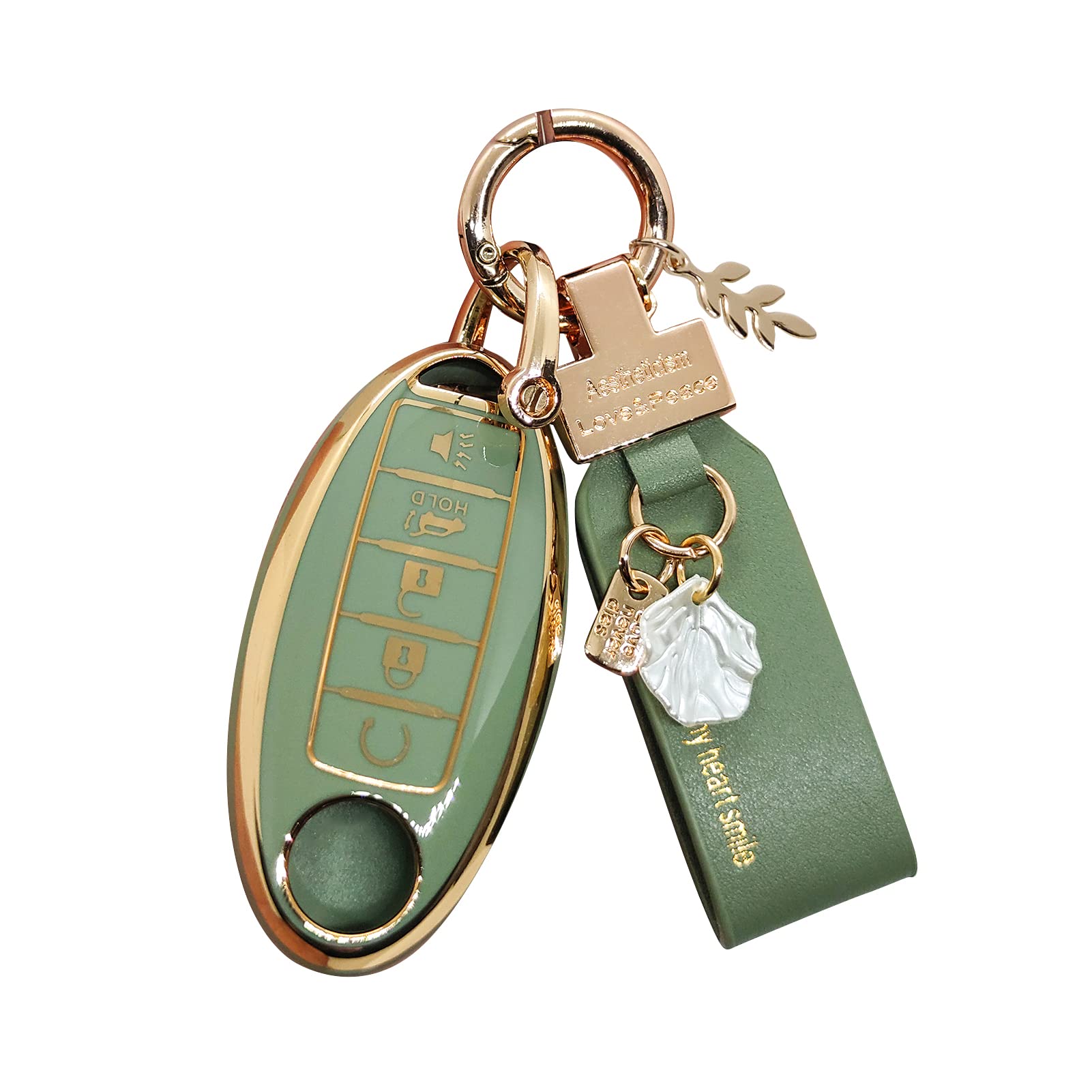 Amazon.com: WEIFOU Fit for Nissan Key Fob Cover 5 Button, Smart Key ...