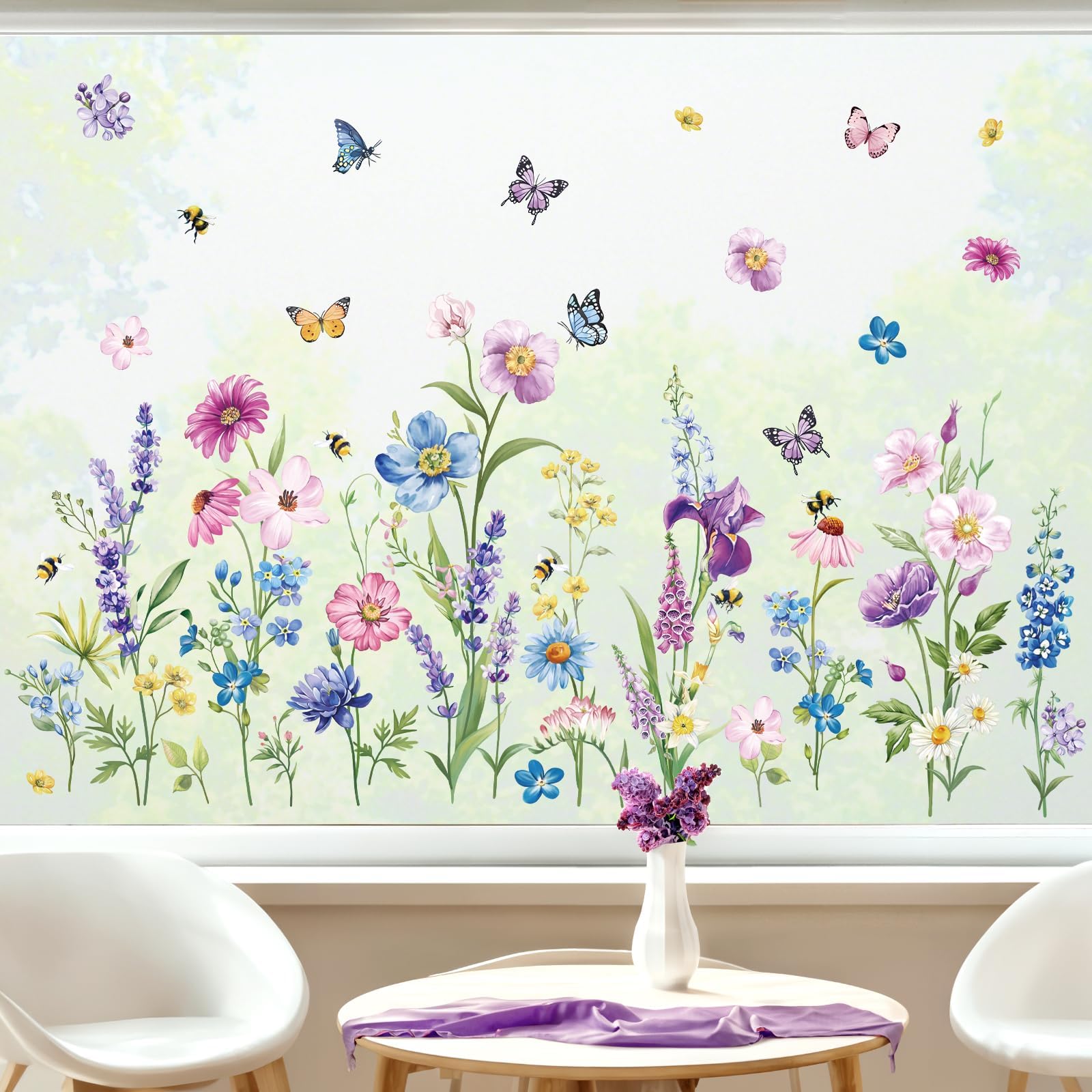 Amazon.com: 84 PCS Spring Window Clings Double Sided Butterfly Flower ...