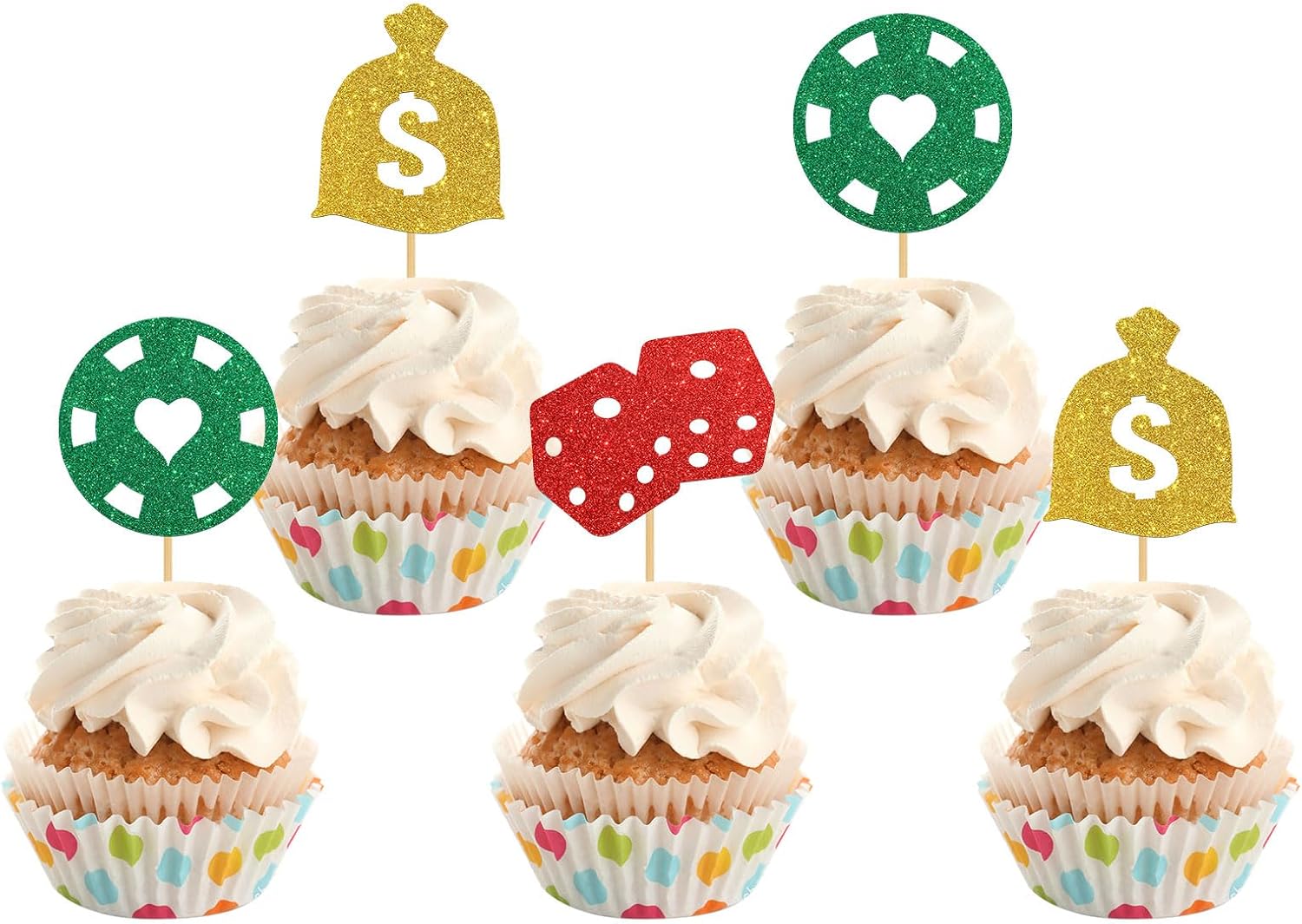 Amazon.com: INNORU Gambling Chips Dollar Cupcake Toppers, Money Casino ...