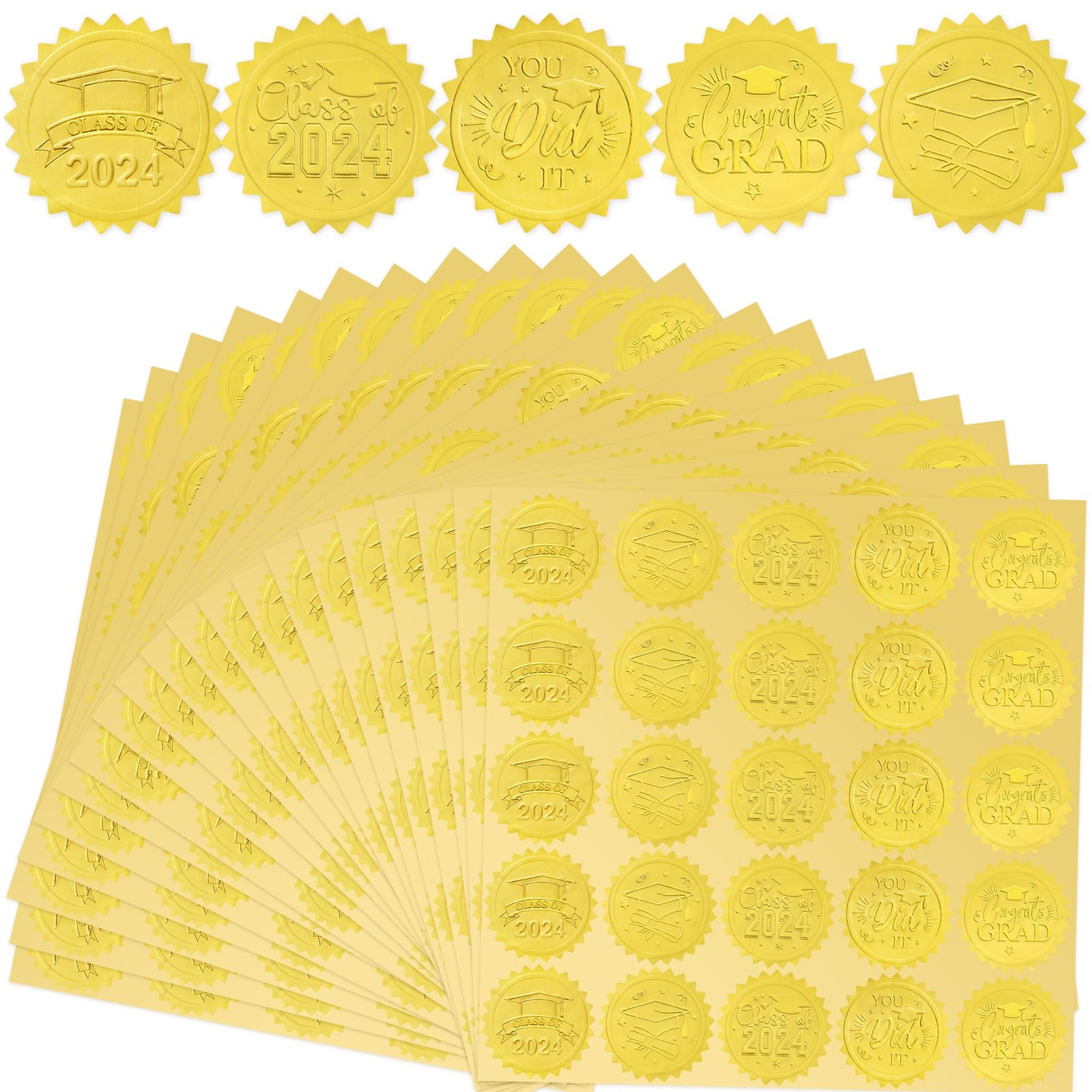 Amazon.com: Gold Embossed Graduation Cap Seals Graduation Stickers ...