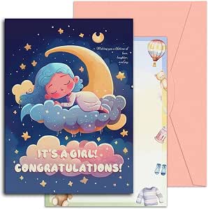 Amazon.com : 8.7 x 11.8 inch Large A4 size Newborn Greeting Card with ...