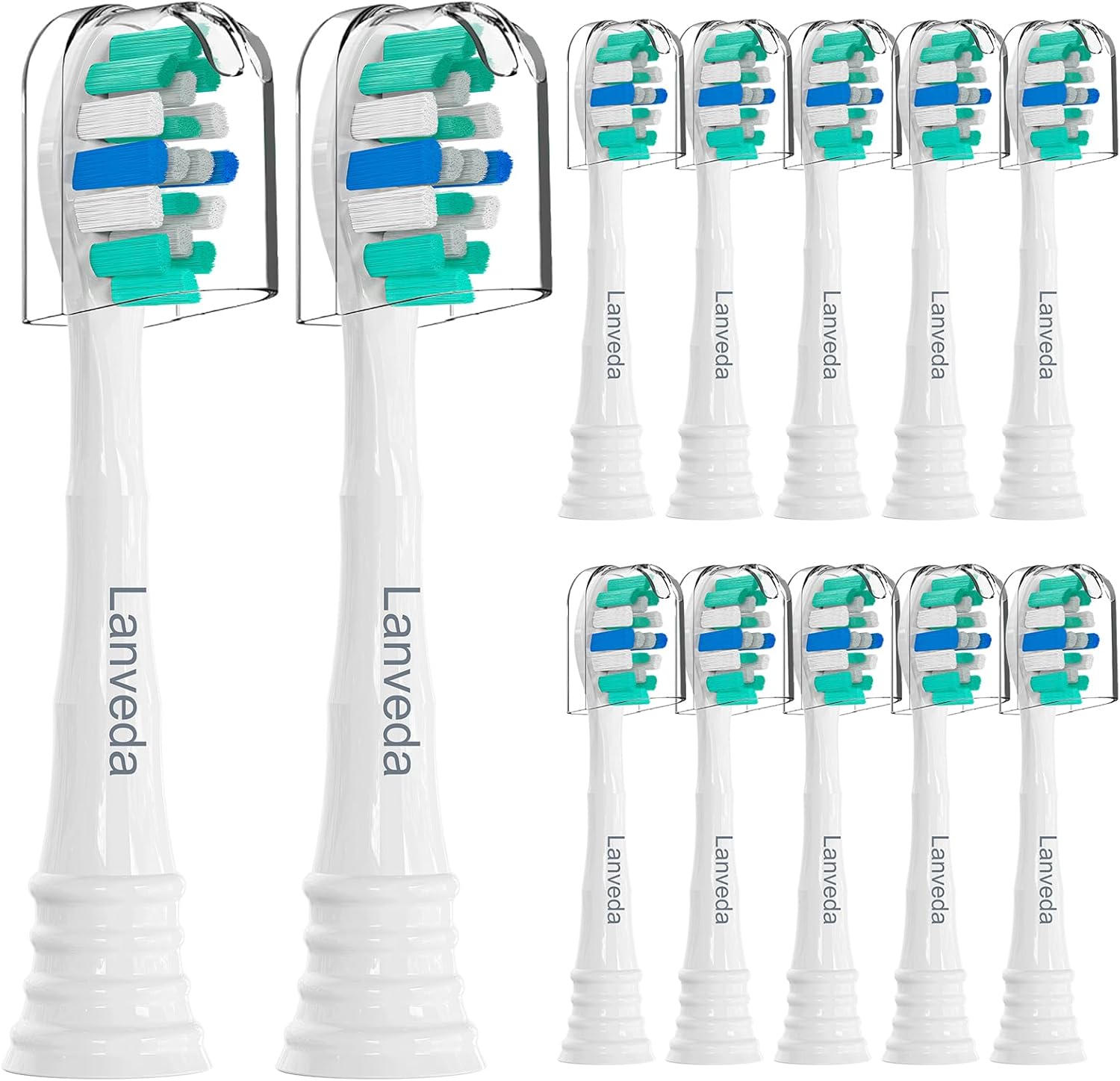 Amazon.com : Lanveda 12 Pack Replacement Toothbrush Heads Compatible ...