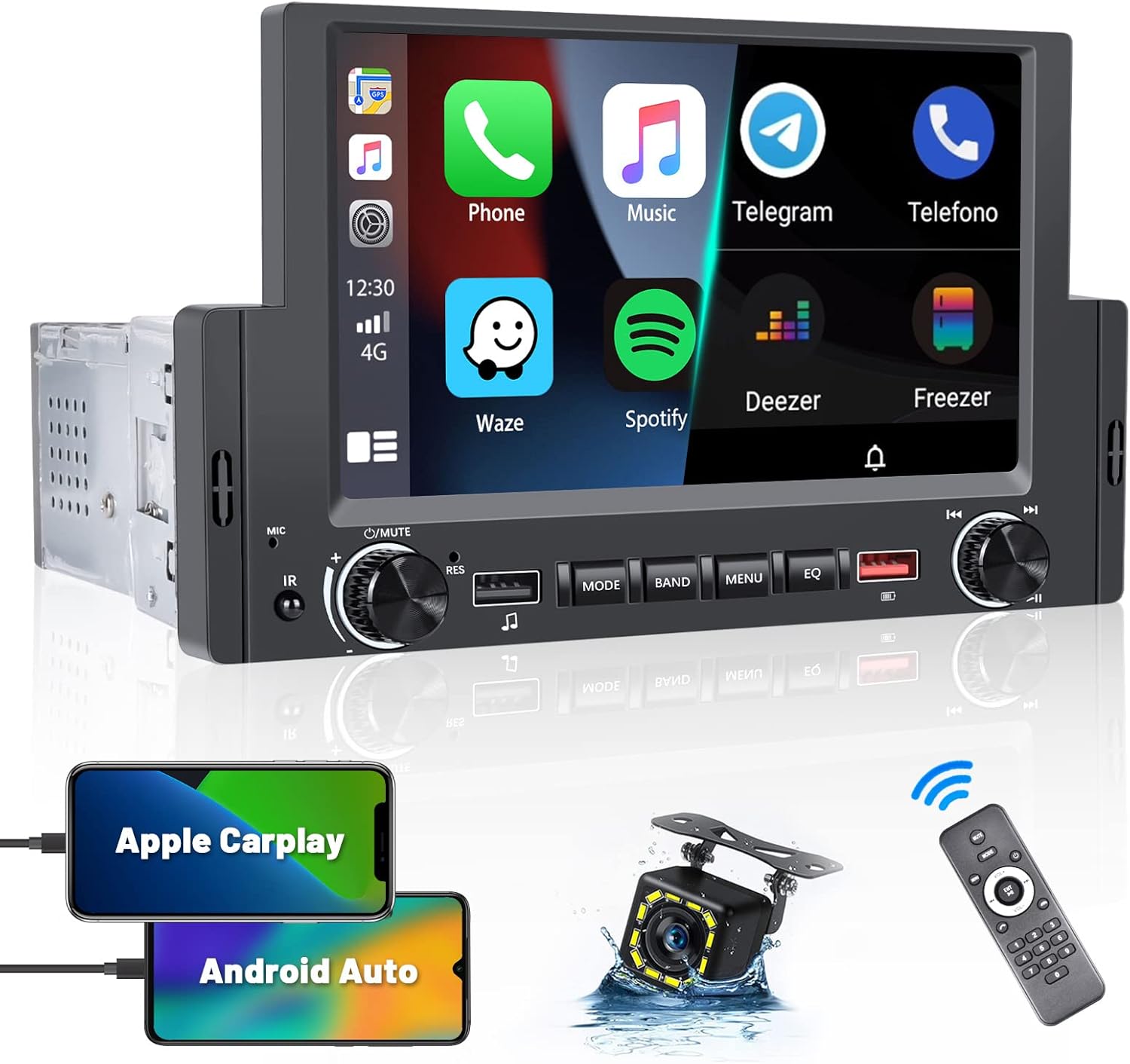 Hikity Apple Carplay Autoradio 1 Din 6,2 Pouces Écran Tactile Bluetooth ...