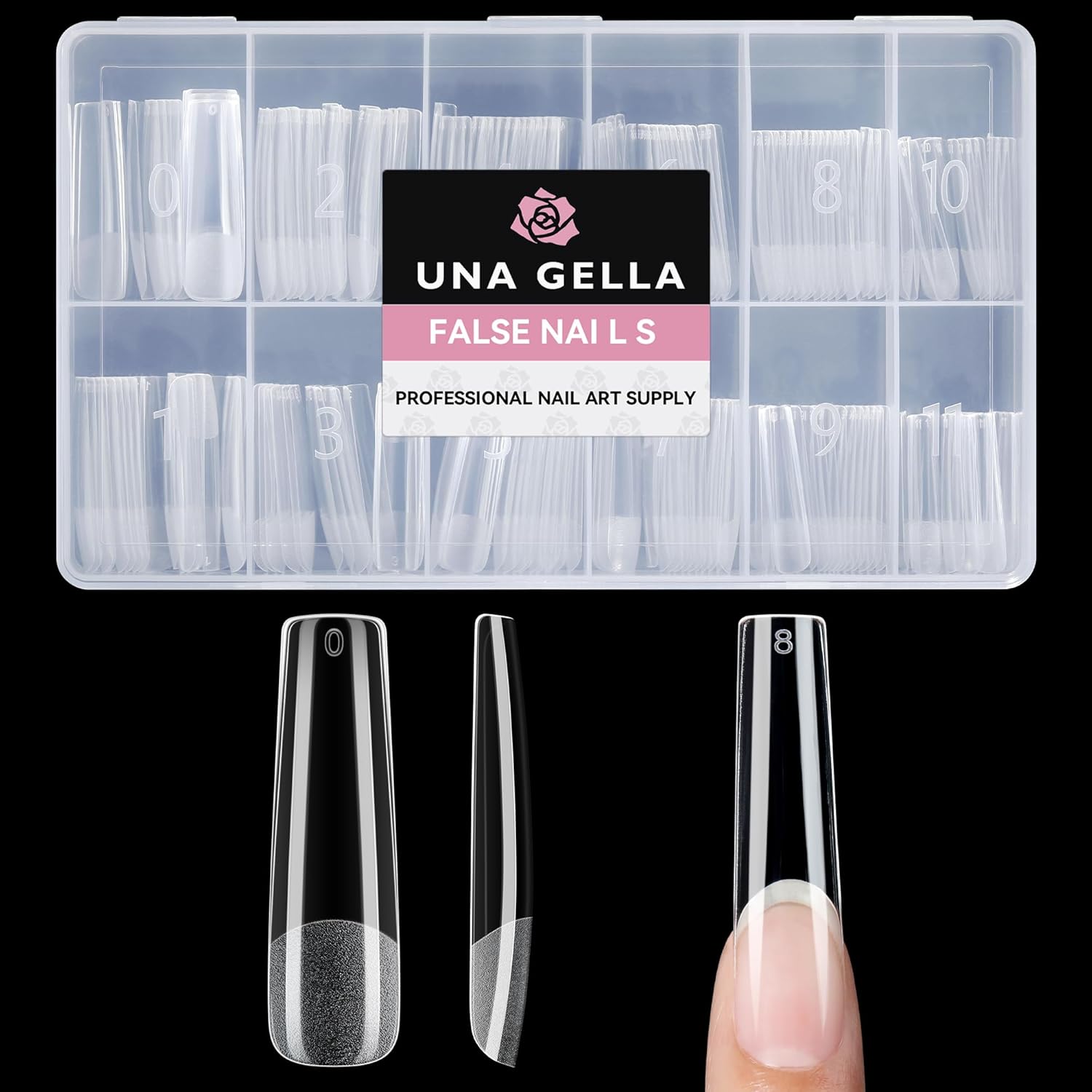 Amazon.com: UNA GELLA Nail Tips Square XXL Full Cover Pre-file Long ...