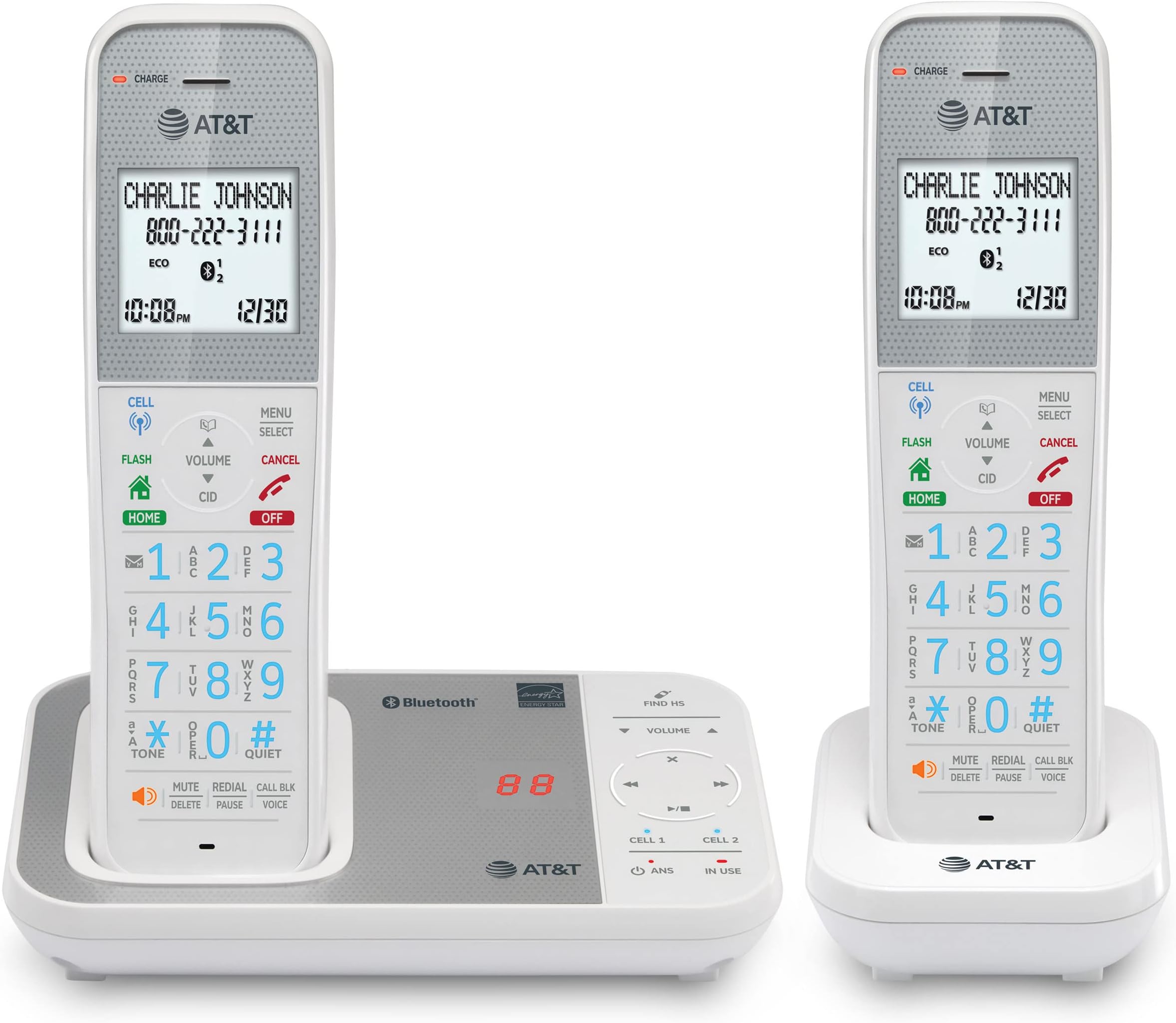 AT&T DL72219 DECT 6.0 - Teléfono inalámbrico de 2 Auriculares para el ...