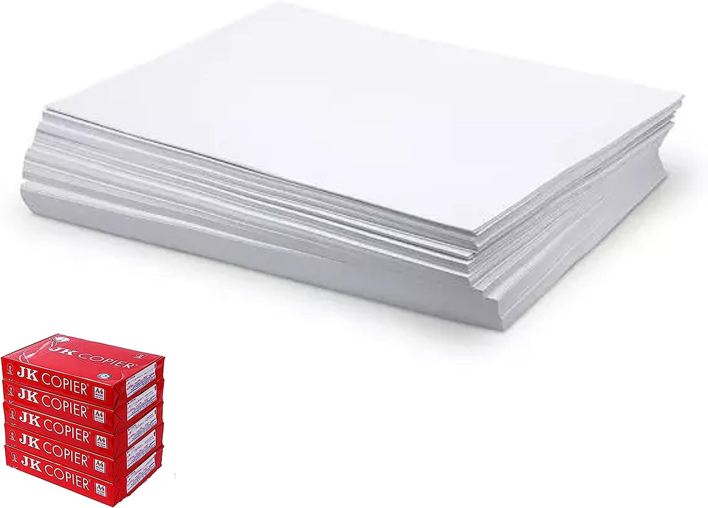 JKCOPIER Paper 75 GSM A4 Size (1 Ream = 500 Sheets) (Pack of 5 Reams ...