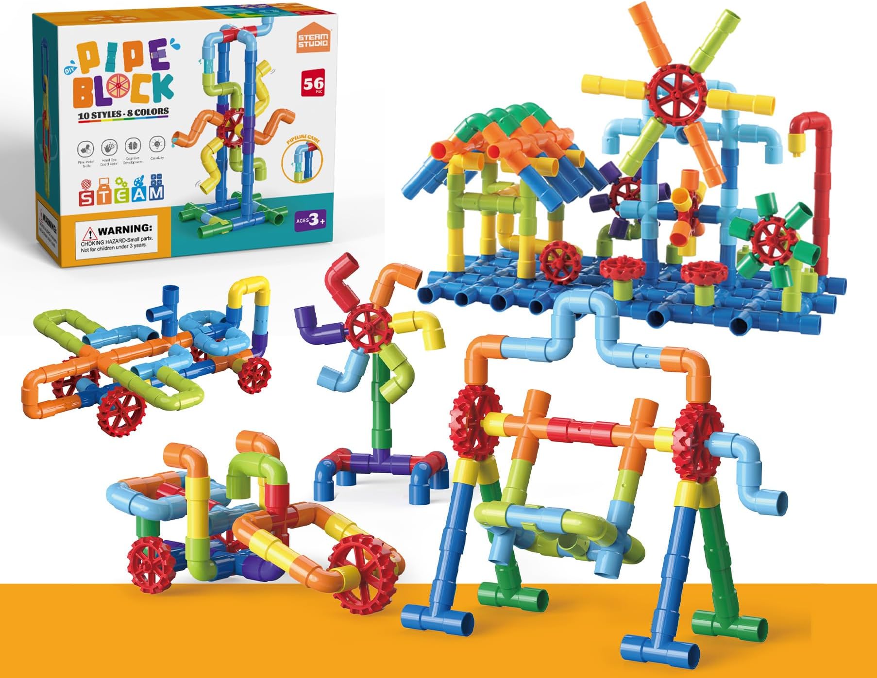 STEAM STUDIO Pipeline Building Blocks Set 56pcs, Educational Toys ...