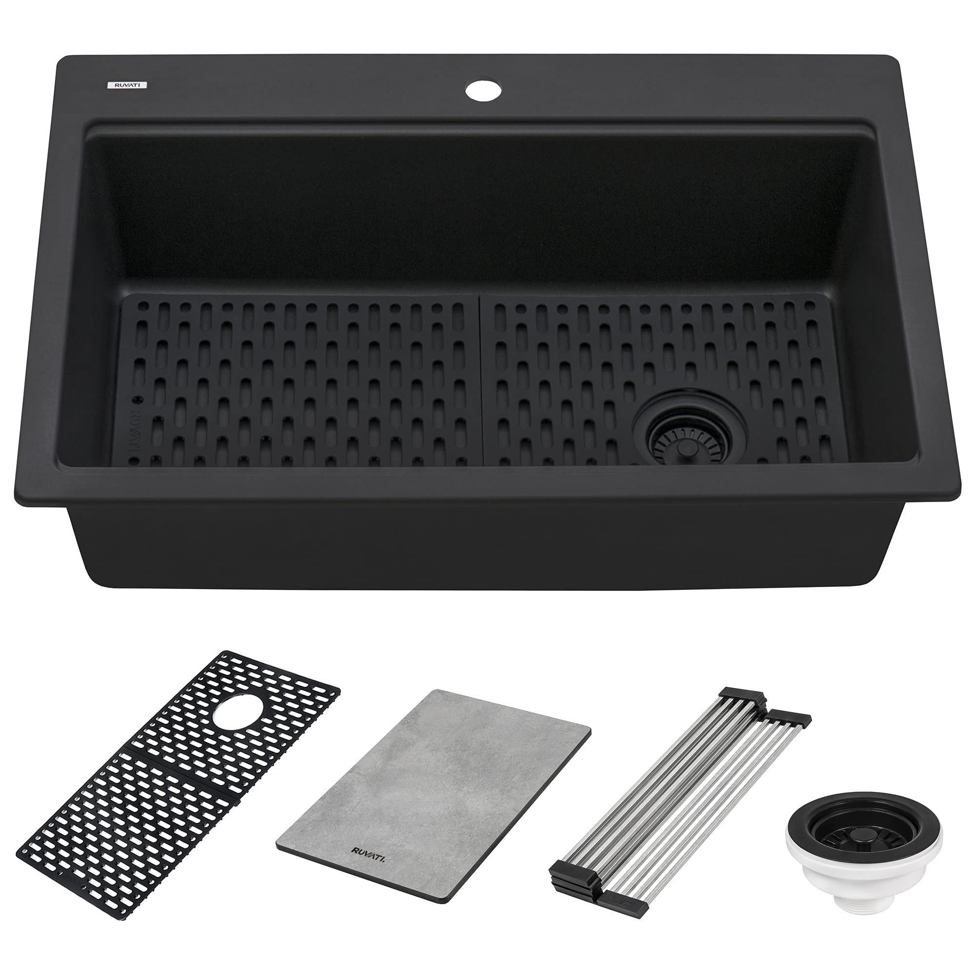 Snapklik.com : Ruvati 33-inch Workstation Kitchen Sink -Matte Black ...