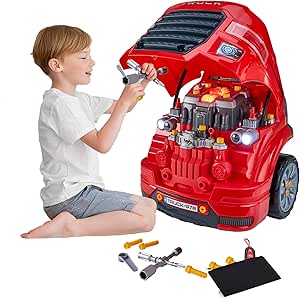Amazon.com: Playbees Red Truck Engine Repair Toy - Large Mechanic Take ...