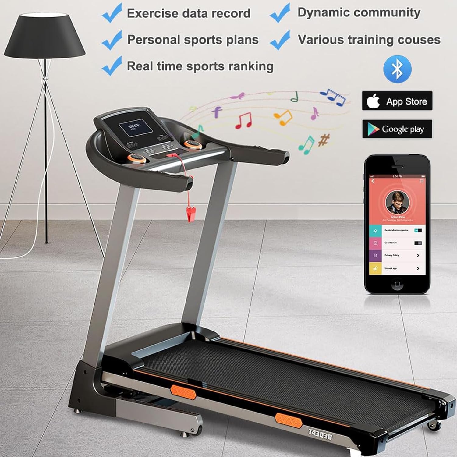 3.5HP Treadmill with Auto Incline, 350 lb Capacity, 17.3″ Wide Belt ...