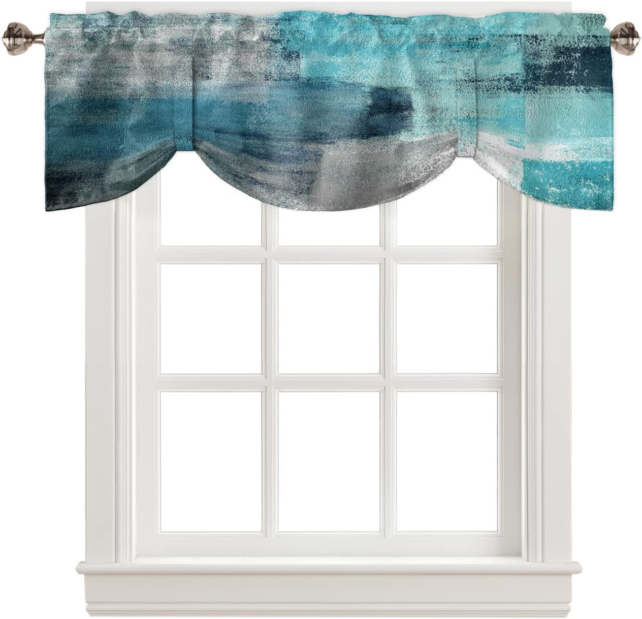 Amazon.com: Teal Graffiti Art Tie Up Valances for Windows Teal Blue ...