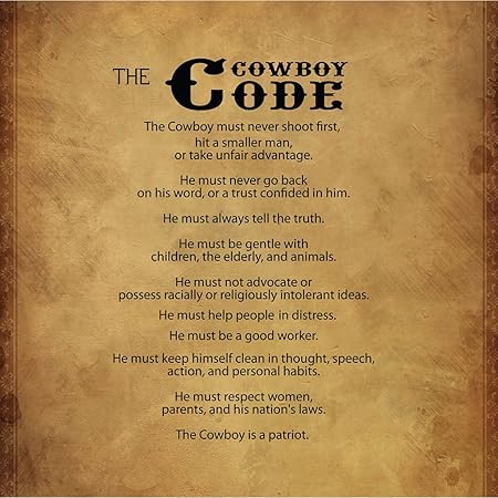 Amazon.com: Fastasticdeals The Cowboy Code Funny Western B Novelty ...