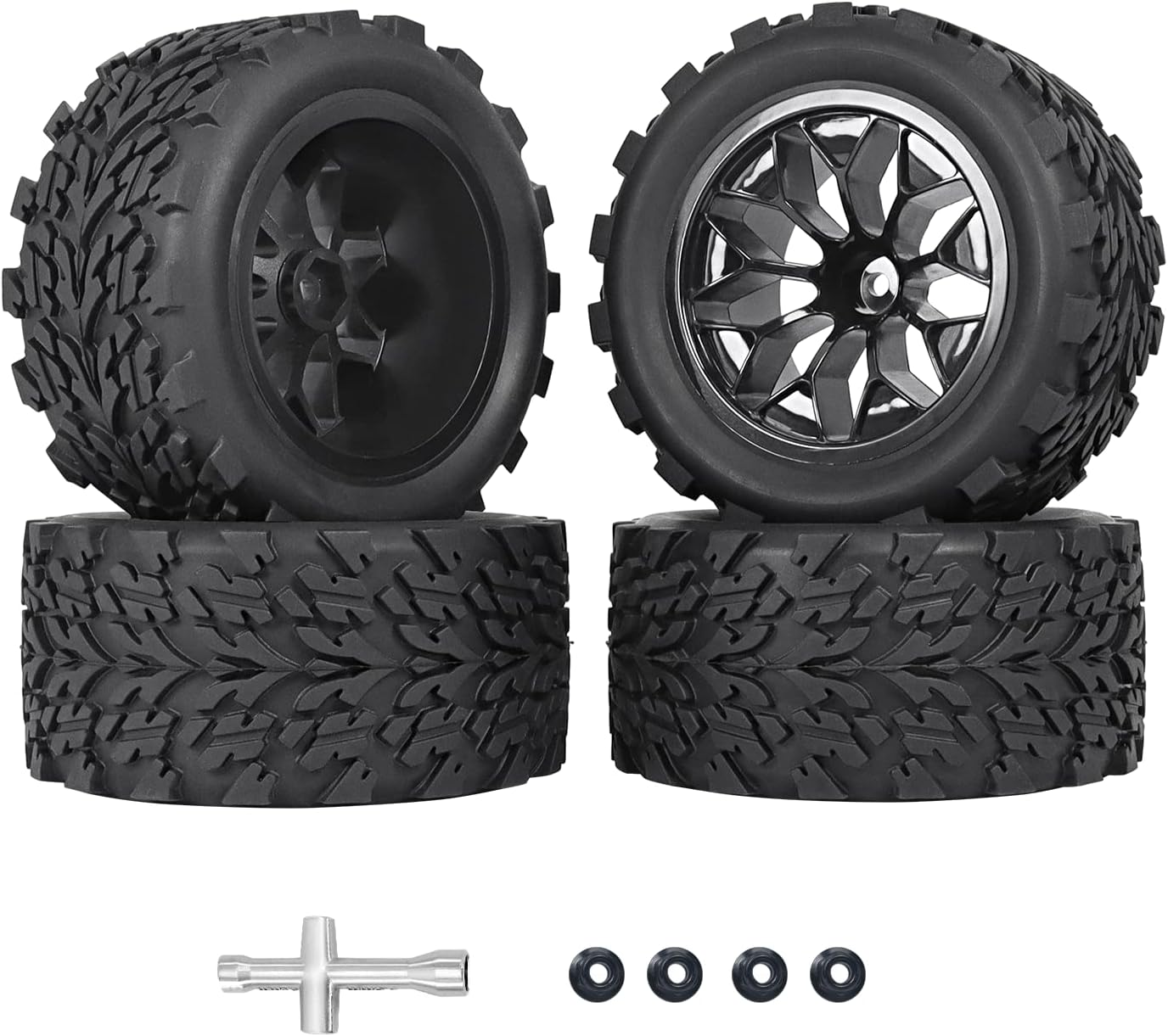 Amazon.com: 4X 1:10 RC Off-Road Car Wheel Tires 5 Spokes Wheel Rim 12 ...