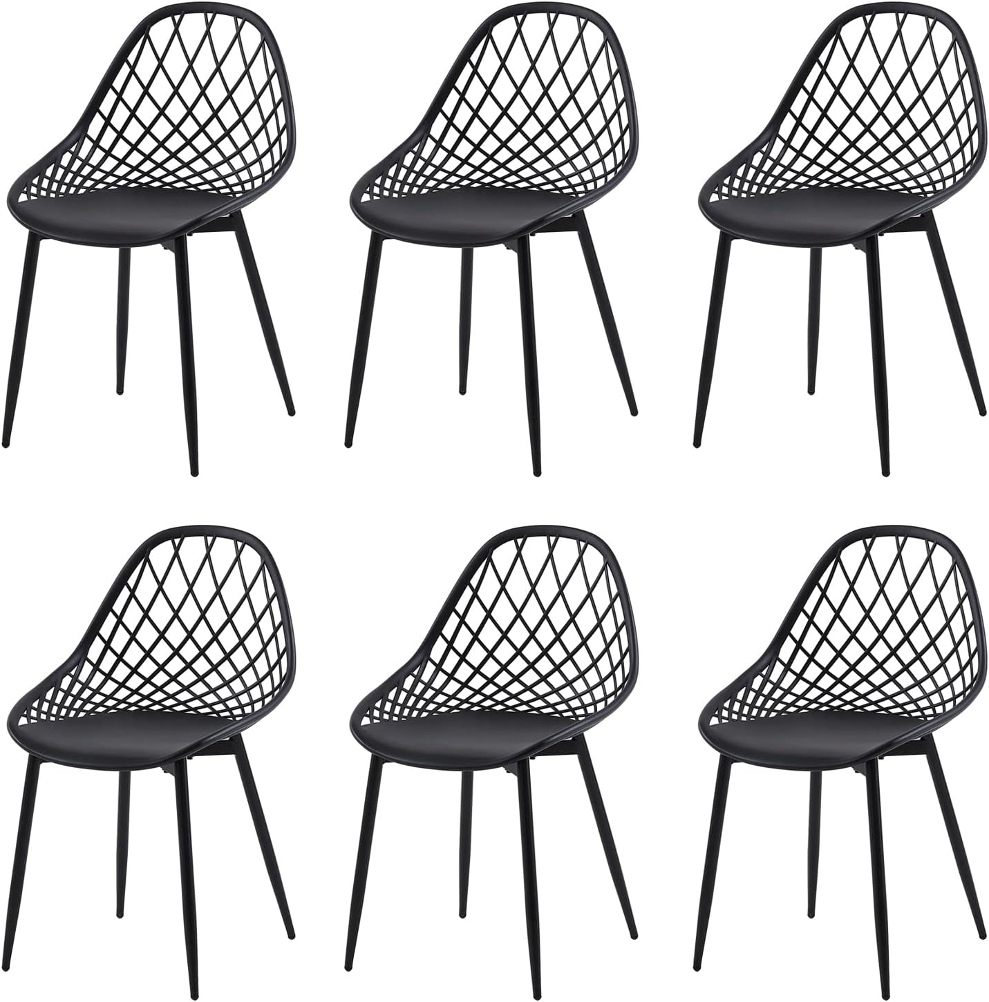 H.J WeDoo Set of 6 Plastic Dining Room Chairs, Modern Shell Chairs ...