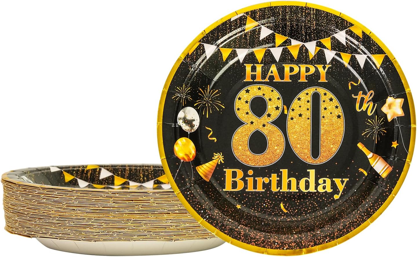 Amazon.com: LDFDRT Party Paper Plates 80th Birthday Decorations 50 Pcs ...