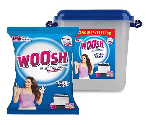 WOOSH Family Pack Detergent Powder (5Kg) with Free Container ...