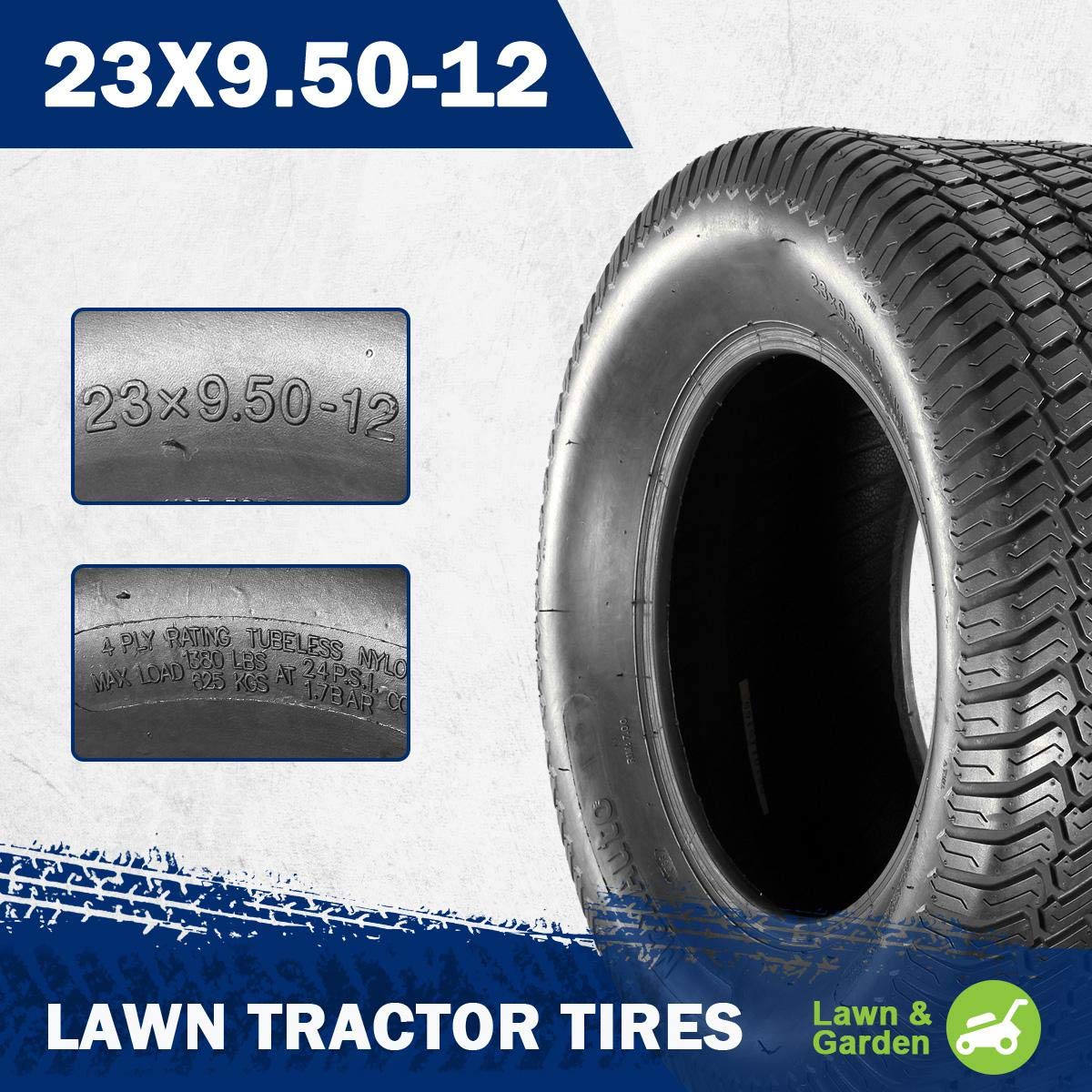 Snapklik.com : MaxAuto 23x9.50-12 Lawn Mower Tire 23-9.5-12 Turf Tires ...