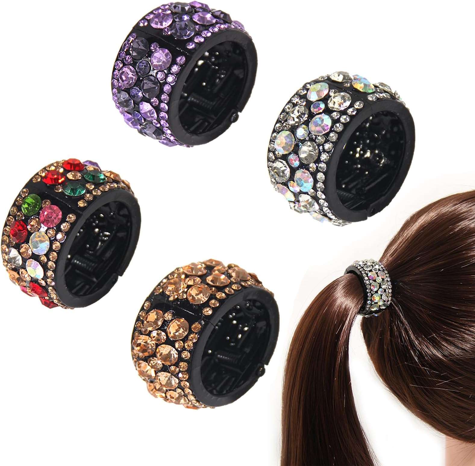 Amazon.com : 2 Pack Golden Lava High Ponytail Buckle Hair Cuff Metal ...