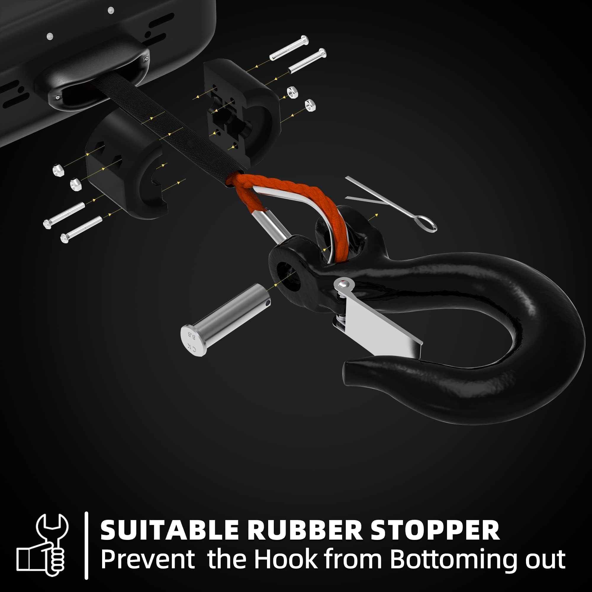 Snapklik.com : Synthetic Winch Rope Kit, 1/4in X 50ft 9500LBS Cable + Forged 13500LBS Winch Hook ...