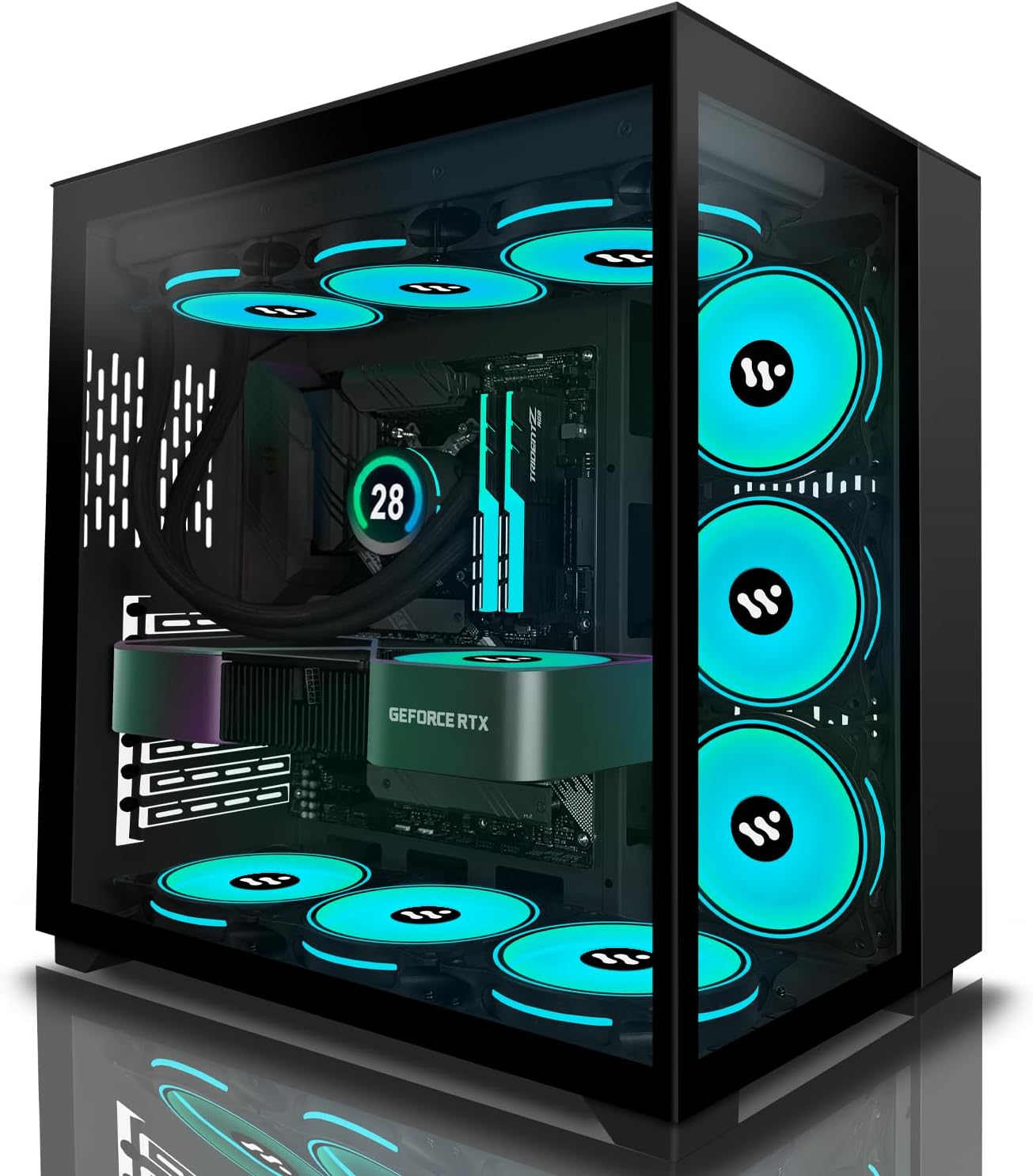 KEDIERS PC Gehäuse – ATX Tower gehärtetes Glas Gaming Computer Gehäuse ...