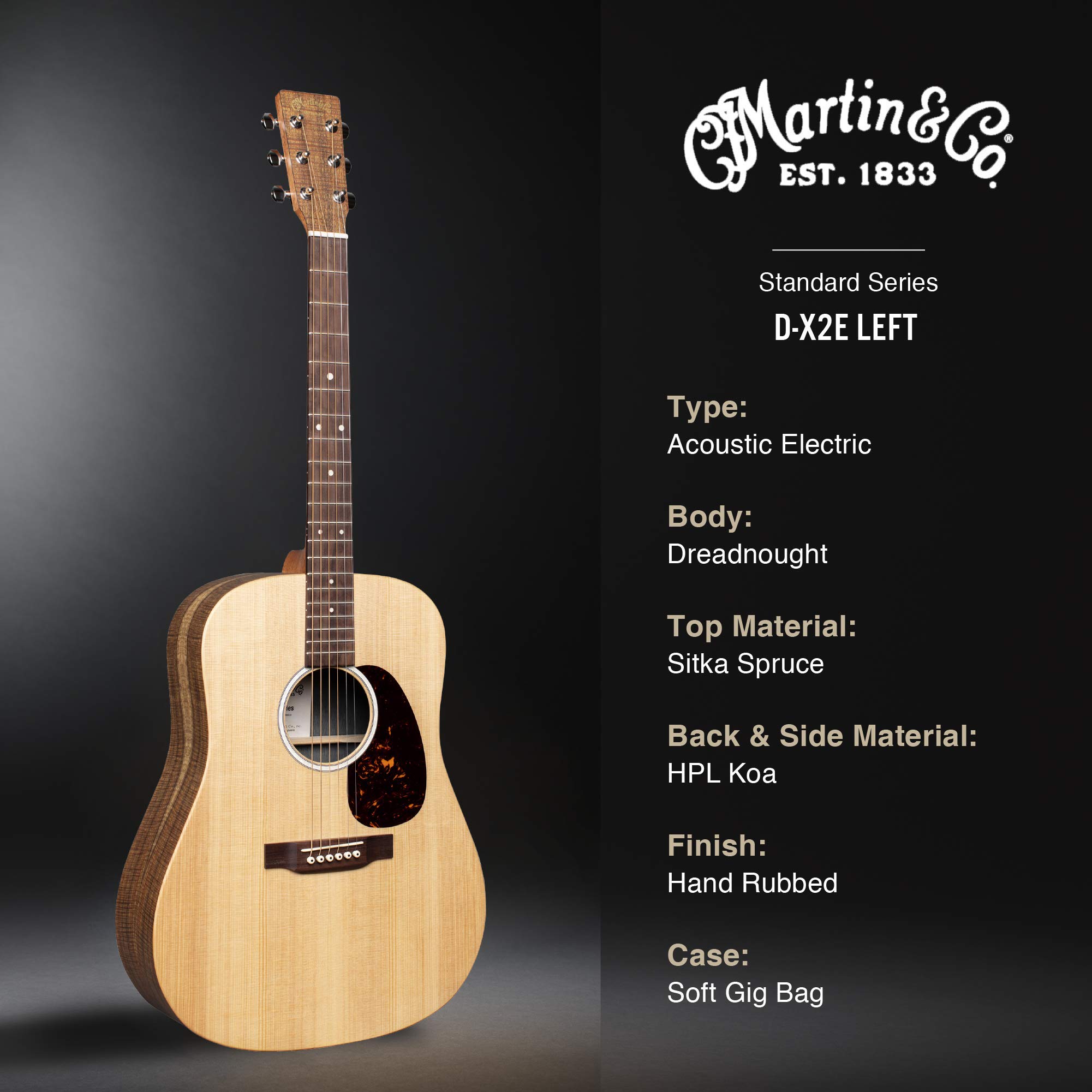 Snapklik.com : Martin Guitar X Series D-X2E Acoustic-Electric Guitar