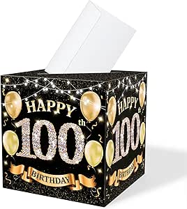 Amazon.com: Black Gold 100th Birthday Cards Box - 100 Year Party ...