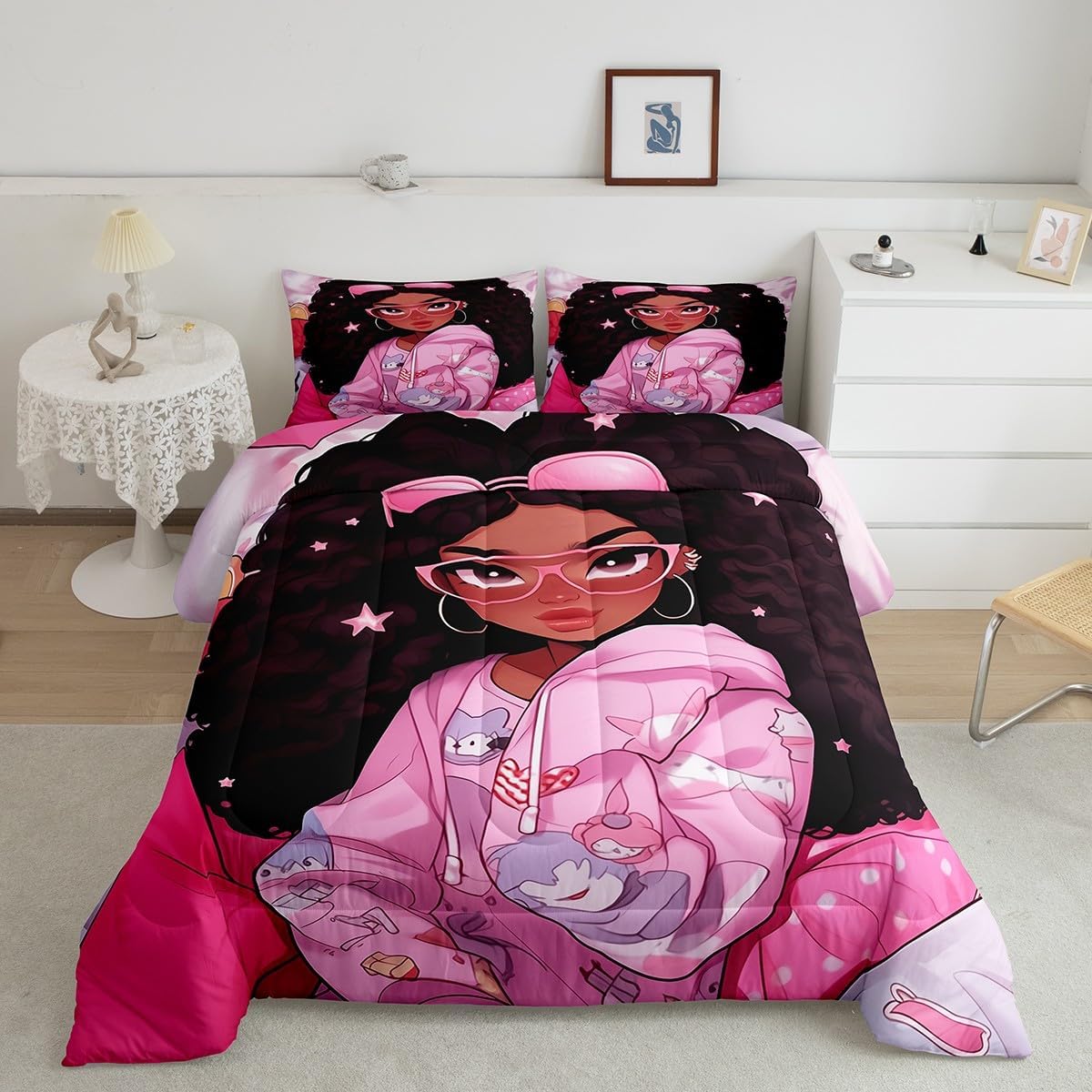 Amazon.com: Amercian Black Princess Girly Kids Comforter Set Full Size ...
