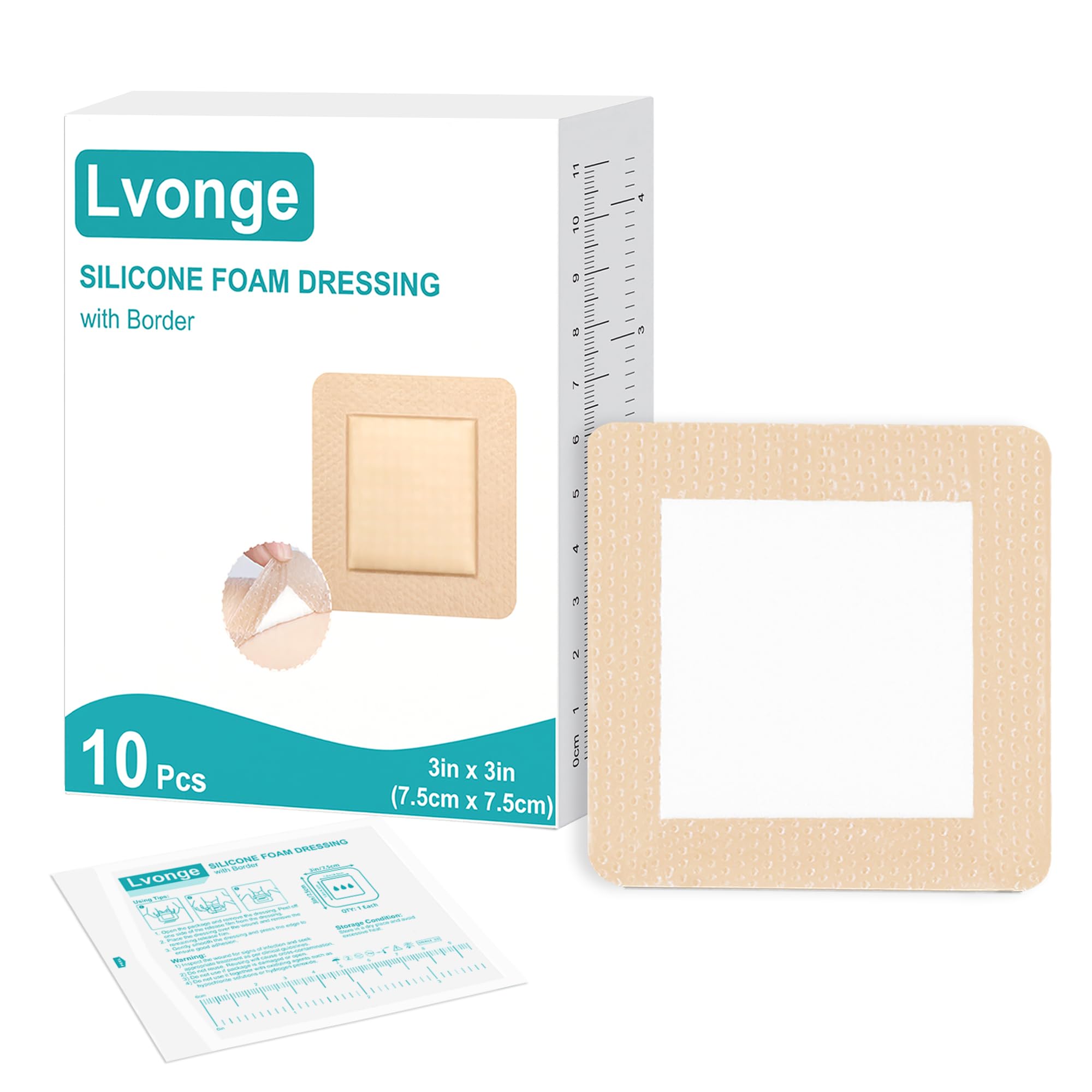 Amazon.com: Silicone Foam Dressing 3"x3", Waterproof Absorbent Wound ...