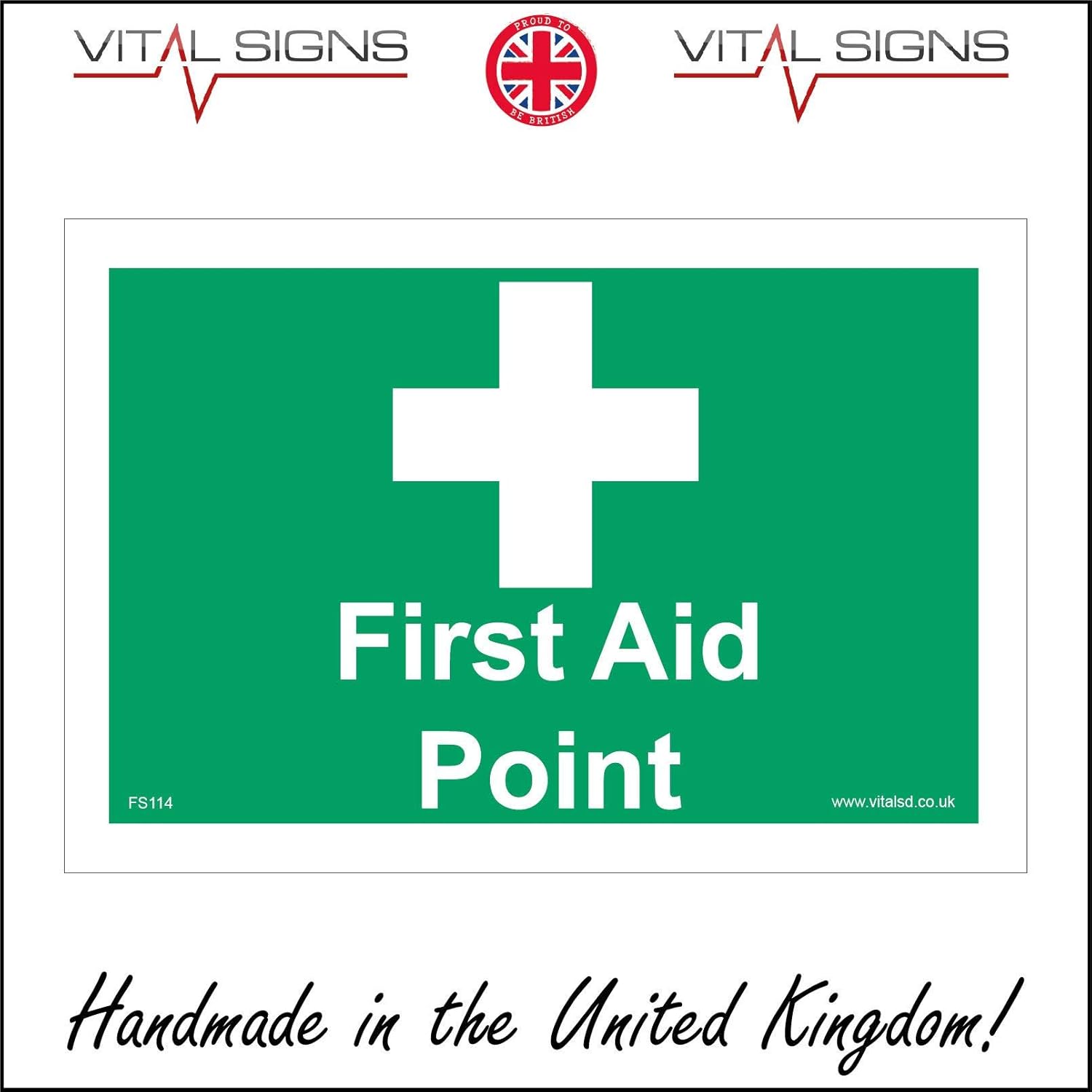 FS114 First Aid Point SIGN cross medical nurse aid help health safety ...