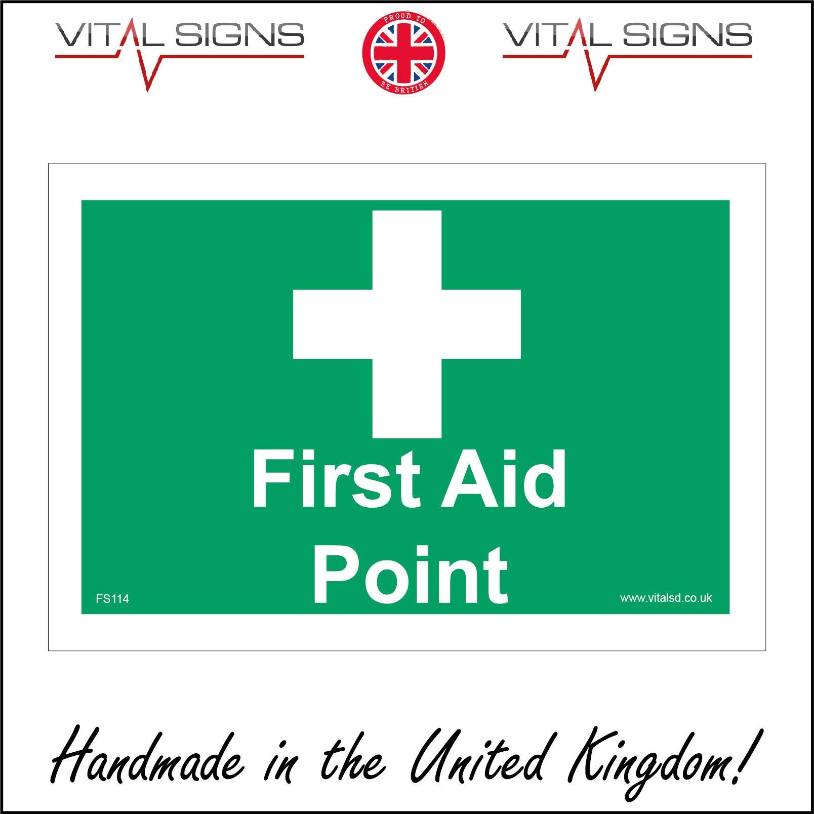 FS114 First Aid Point SIGN cross medical nurse aid help health safety ...