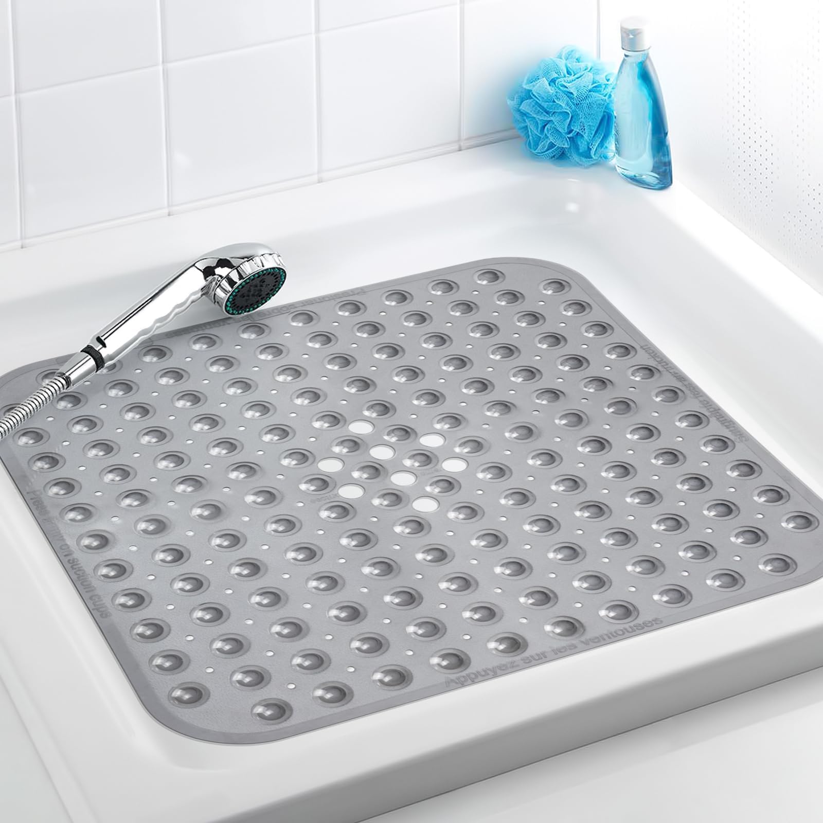Yolife Tapis de douche carré pour salle de bain, 53,3 x 53,3 cm, avec ...