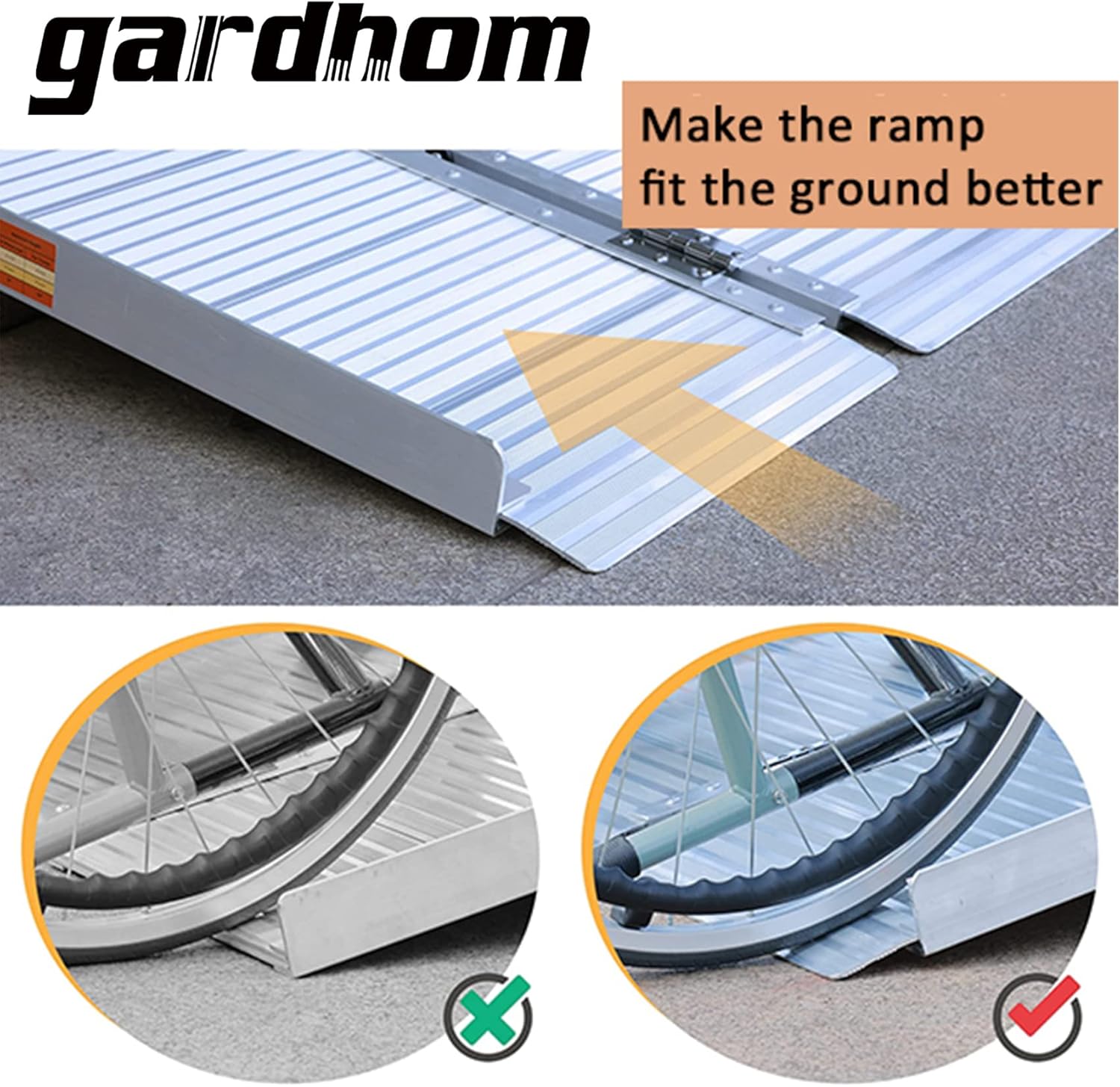Wheelchair Ramp 2FT, gardhom 28.3x24 Portable Threshold Ramp 2 ...