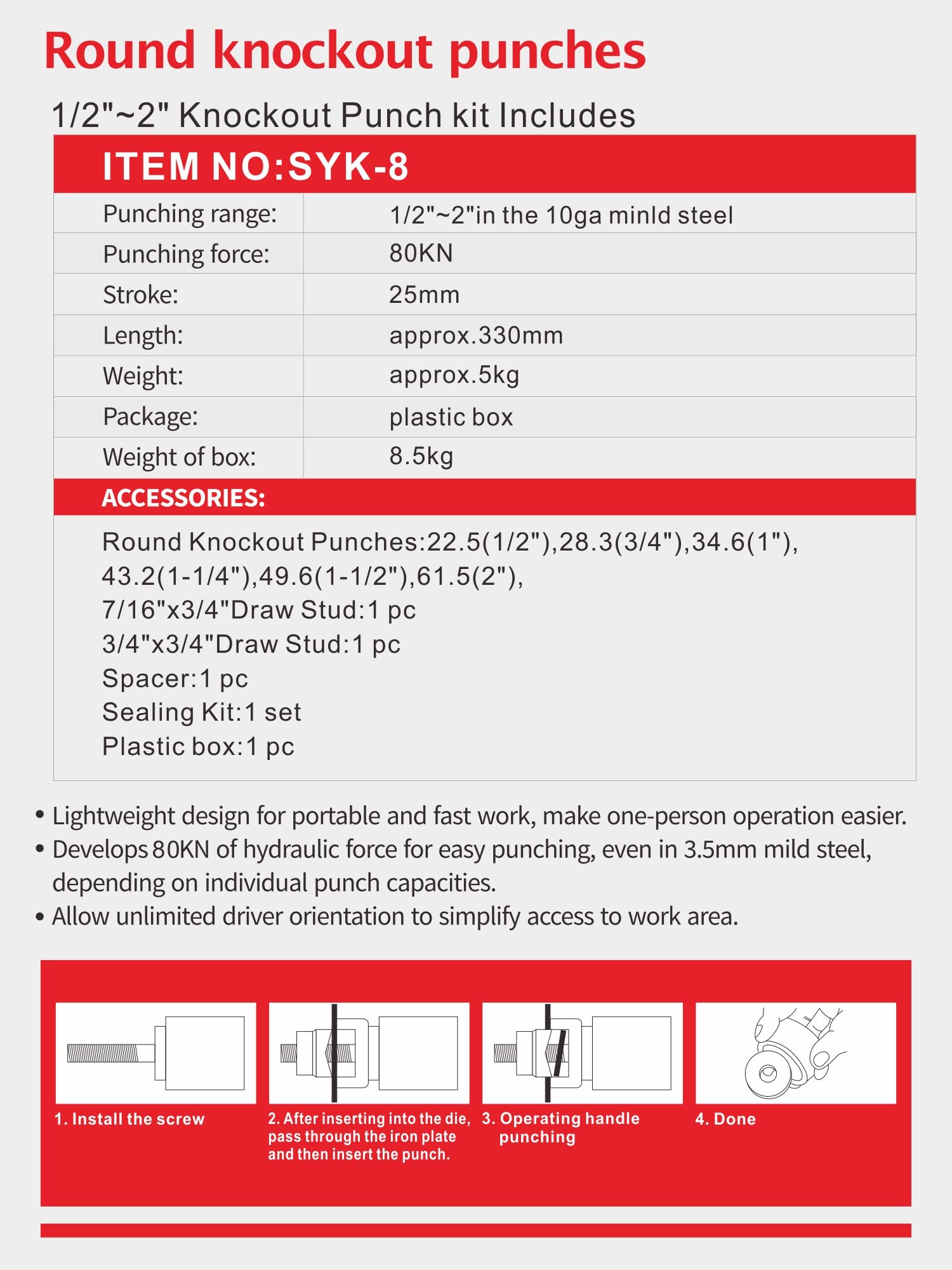 Snapklik.com : AMZCNC 8T Hydraulic Knockout Hole Punch Set - Electrical ...