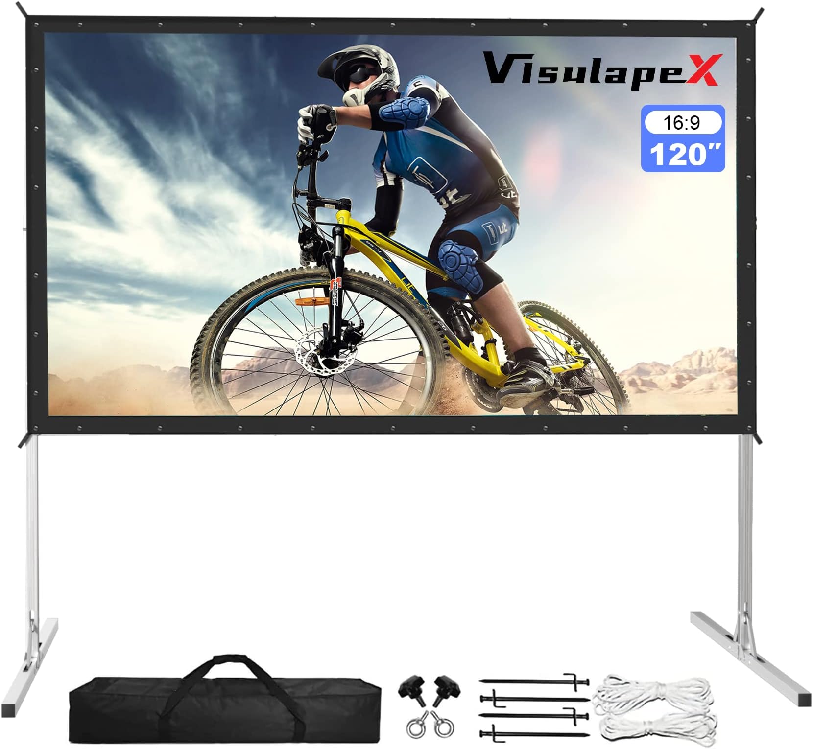 Amazon.com: Projector Screen Outdoor,VISULAPEX 120 inch 1.5 Gain PVC ...