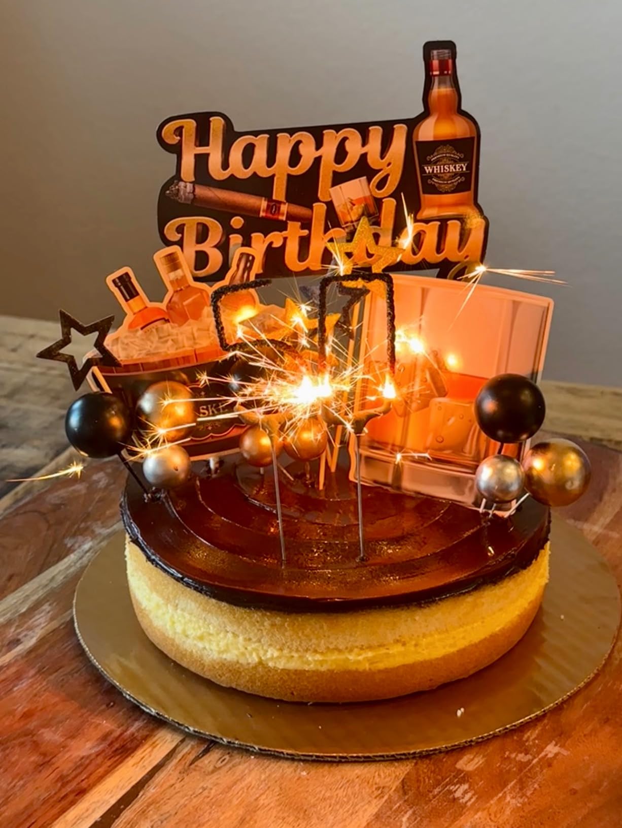 Amazon.com: JUYRLE 30th Whiskey Cake Topper for Men- Aged to Perfection ...